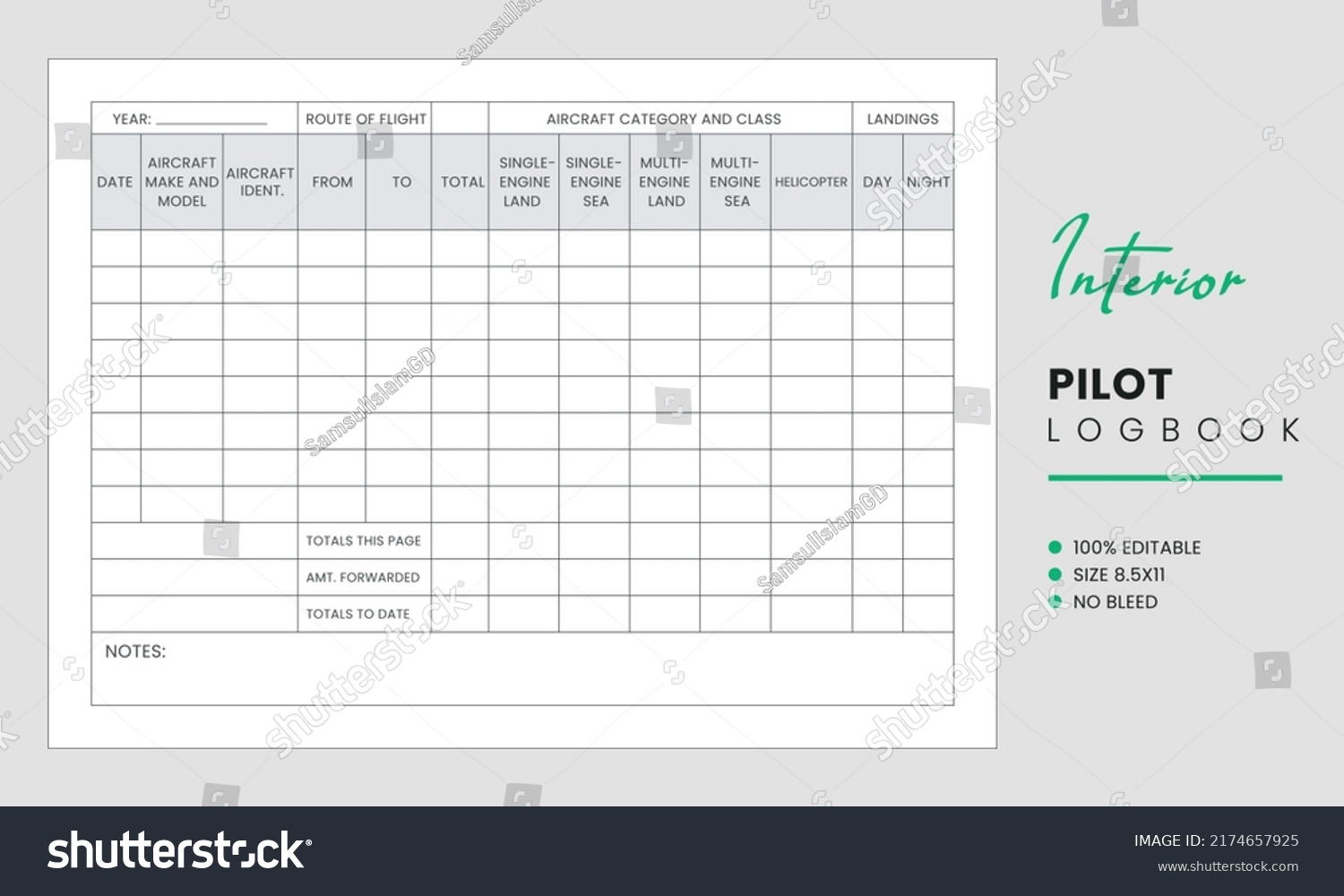 Pilot Logbook Interior Template Design Stock Vector (Royalty Free ... Pilot Logbook Interior Template Design Stock Vector (Royalty Free ...