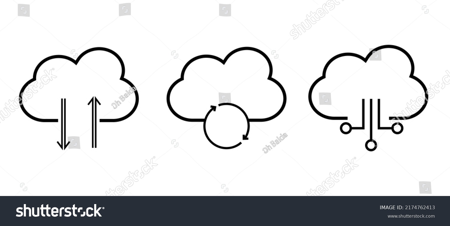 Cloud Computing Line Icons Data Storage Stock Vector Royalty Free 2174762413 Shutterstock