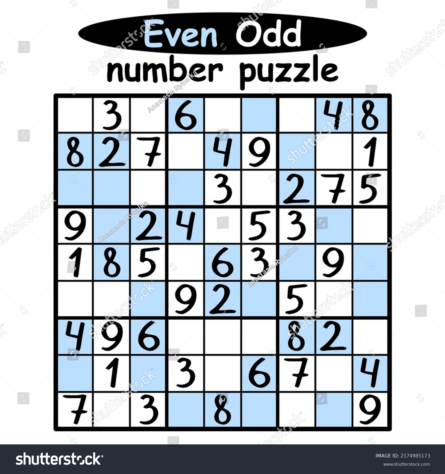Sudoku Puzzle Evenodd Numbers Vector Illustration Stock Vector Royalty Free 2174985173
