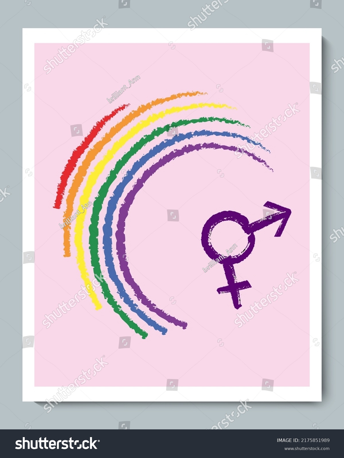 Rainbow Texture Doodle Brushstroke Semicircle Gender Stock Vector