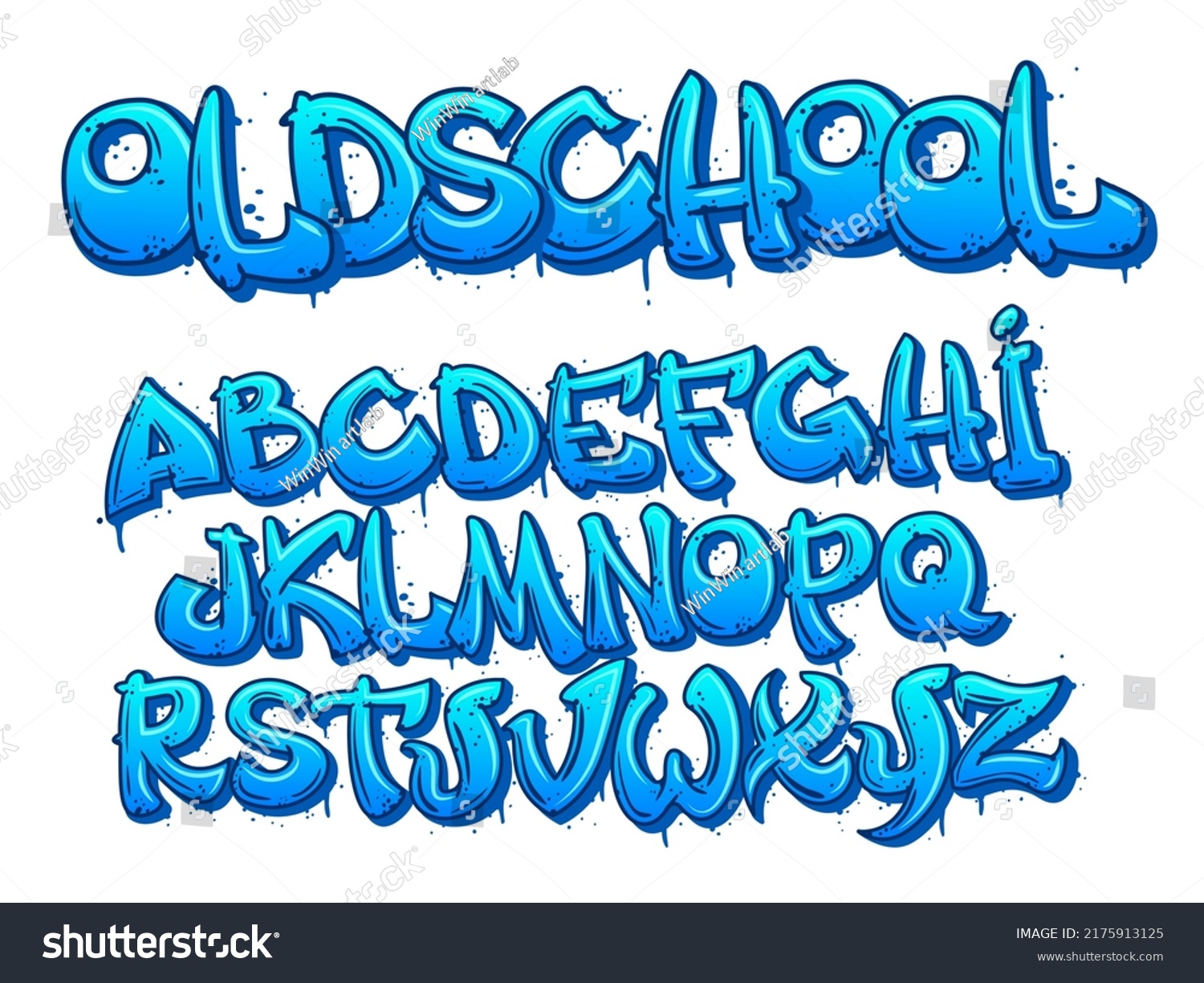 Old School Graffiti Font Cartoon Alphabet เวกเตอร์สต็อก ปลอดค่า