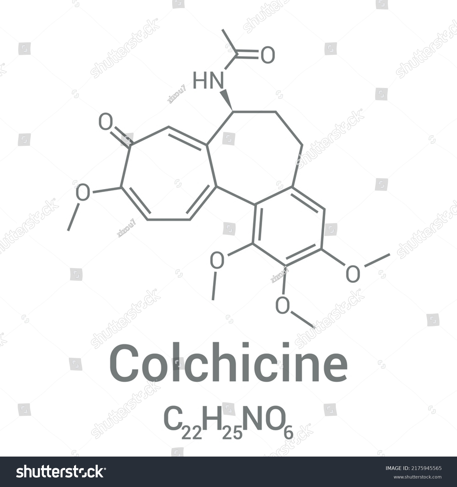 Chemical Structure Colchicine C22h25no6 Stock Vector Royalty Free 2175945565 Shutterstock