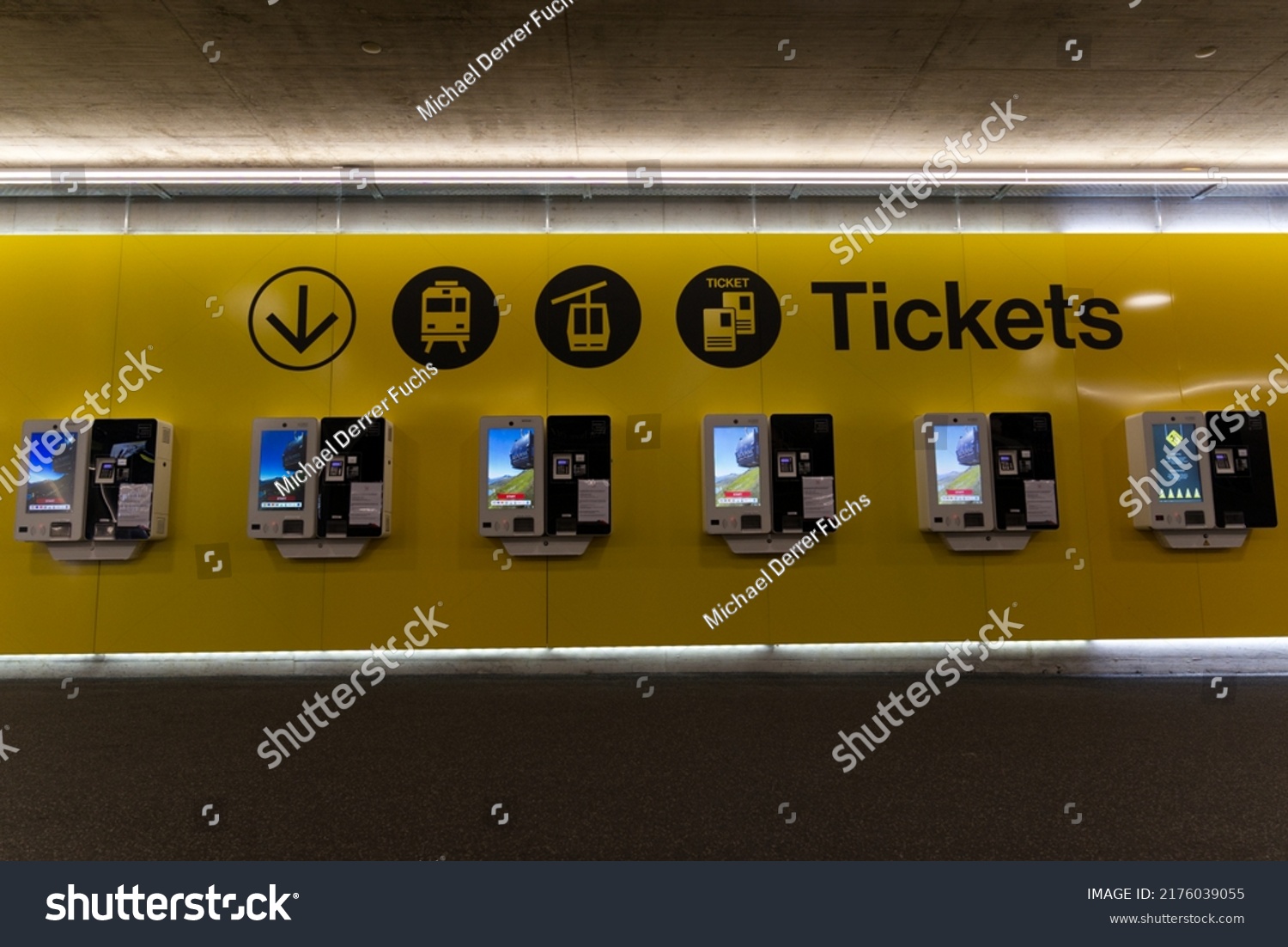 Yellow Background Ticket Vending Machines Railway Stock Photo ...
