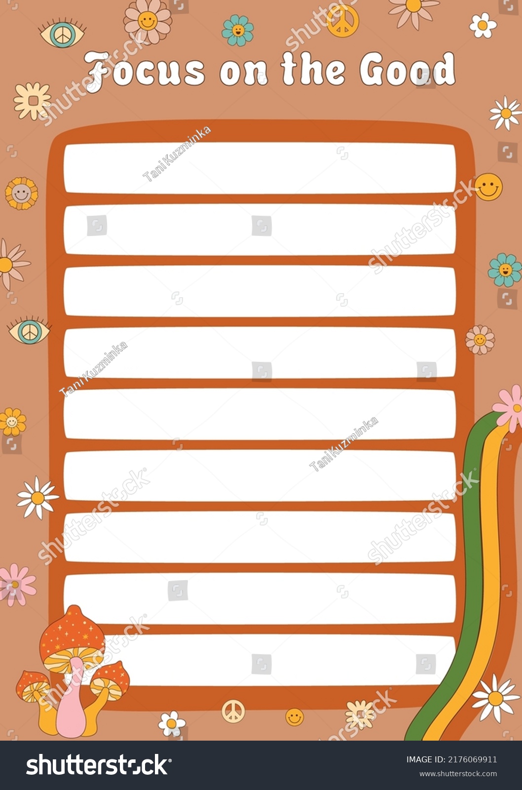 Do List Template Retro Groovy Daily Stock Vector (Royalty Free ...
