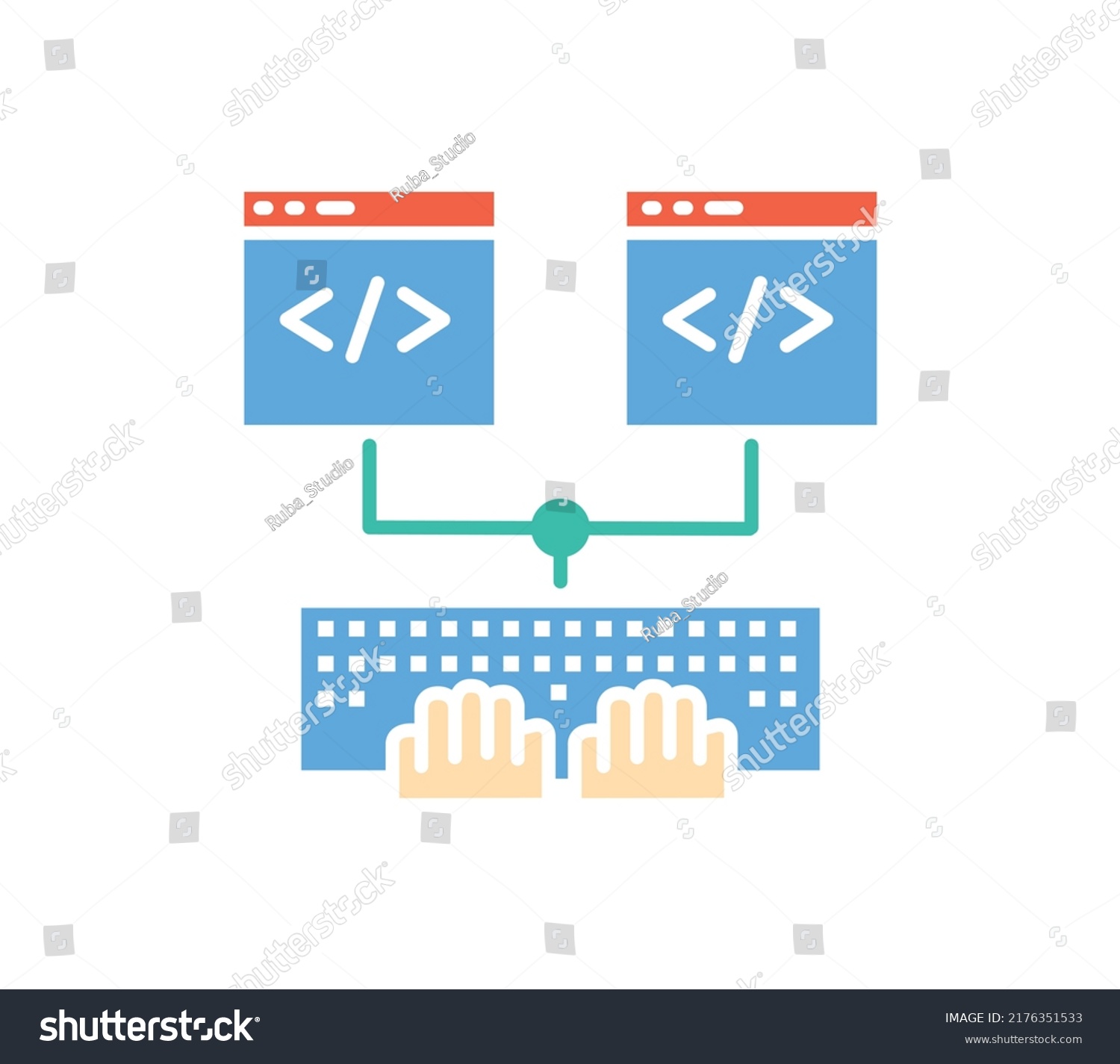 Multi Screen Coding Icon White Background Stock Vector (Royalty Free ...