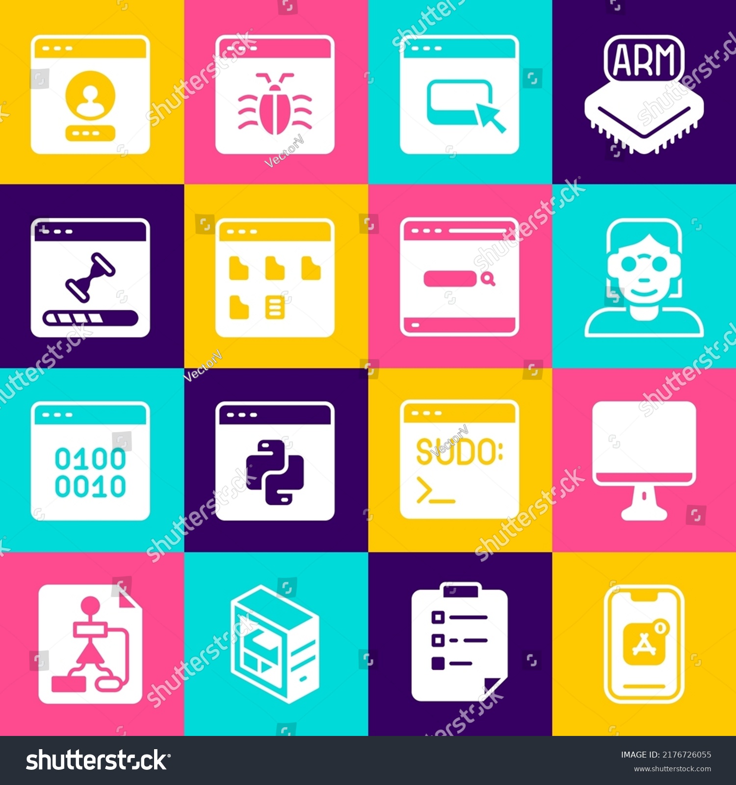 Set Mobile Apps Computer Monitor Screen Stock Vector Royalty Free