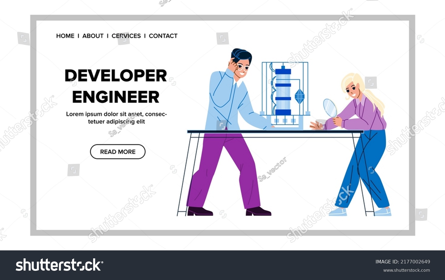 Developer Engineer Developing Equipment Vector Developer Stock Vector ...
