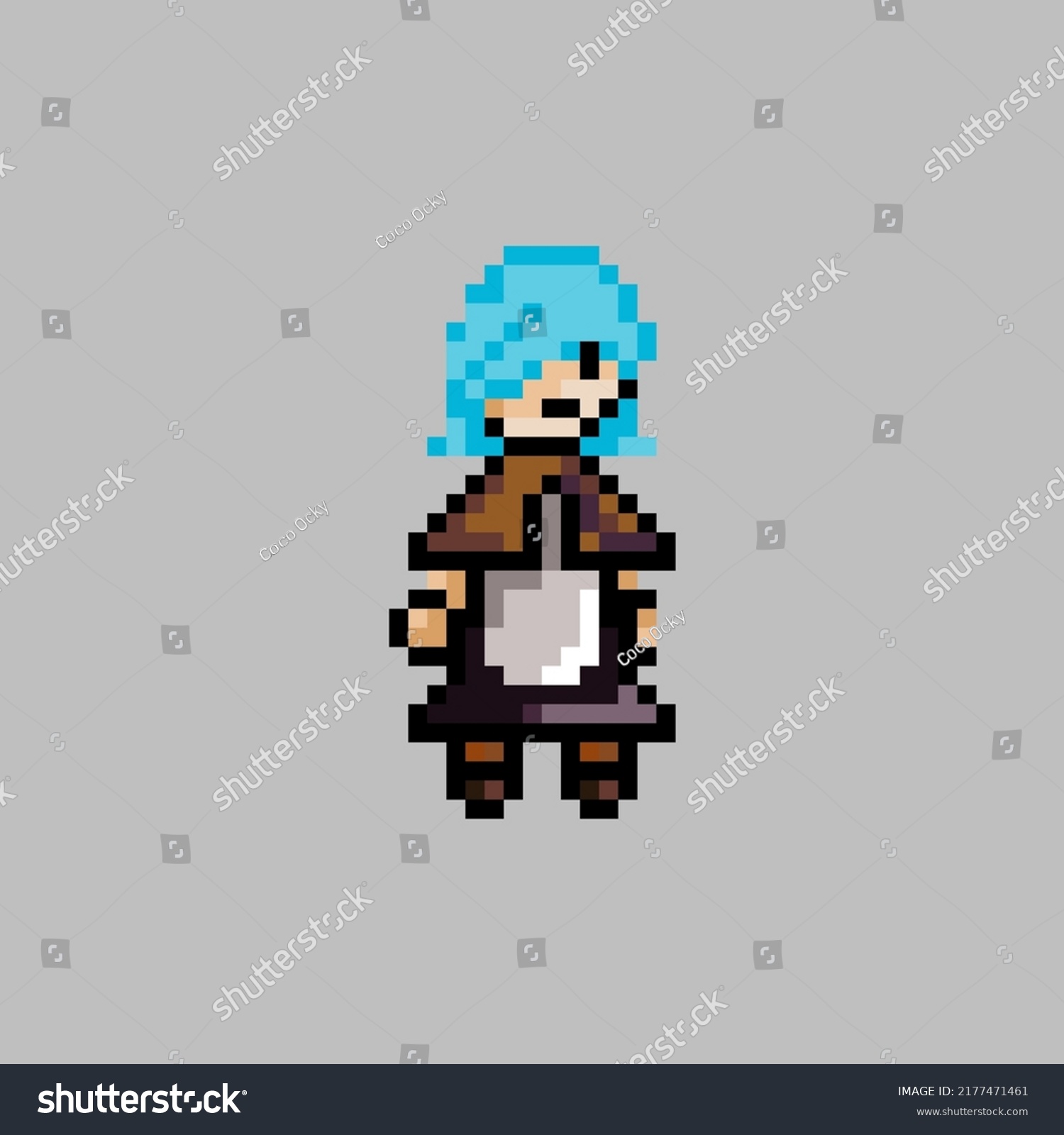 Pixel Art Female Villager Blue Hair Stock Vector (Royalty Free ... Pixel Art Female Villager Blue Hair Stock Vector (Royalty Free ...