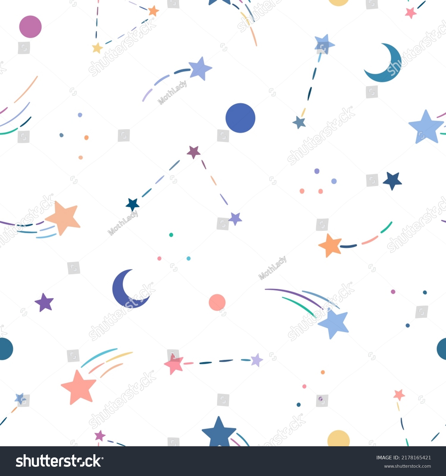 Constellations Cute Vector Repeat Pattern Seamless Stock Vector ...