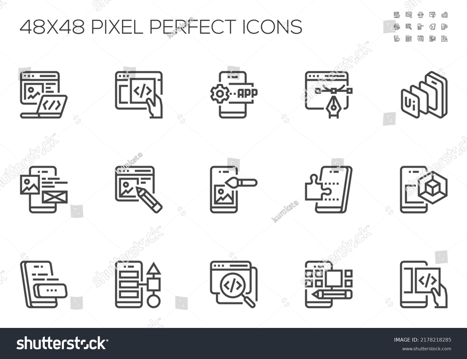 App Development Related Vector Line Icons Stock Vector (Royalty Free ...