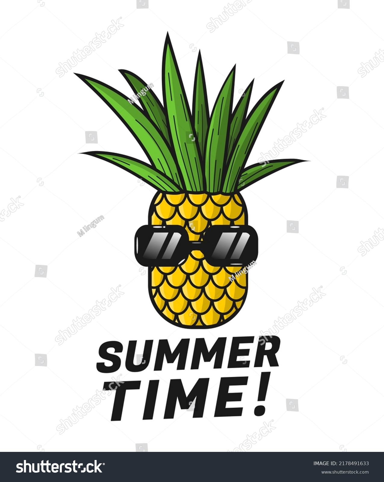 Pineapple Glasses Vector Illustration Stock Vector Royalty Free 2178491633 Shutterstock