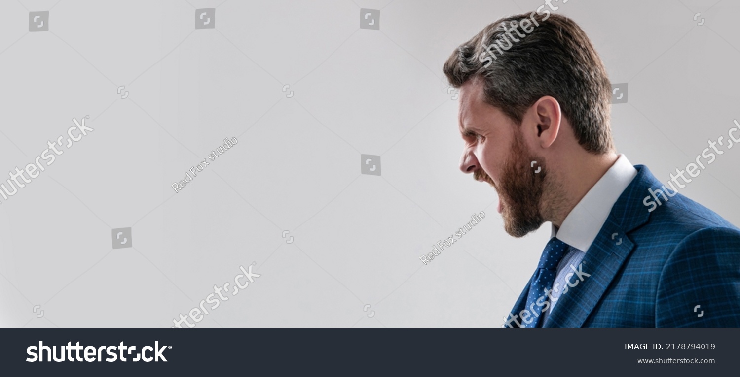 Profile Portrait Angry Professional Man Shouting Stock Photo 2178794019 ...