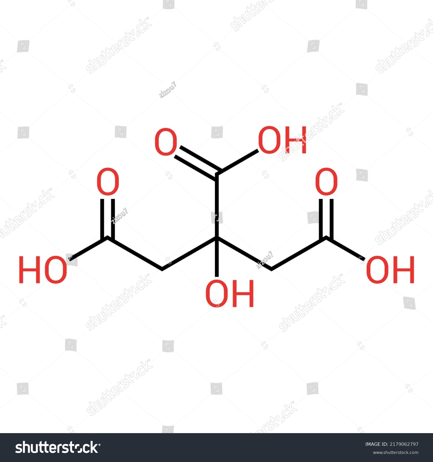 Chemical Structure Citric Acid C6h8o7 Stock Vector Royalty Free 2179062797 Shutterstock