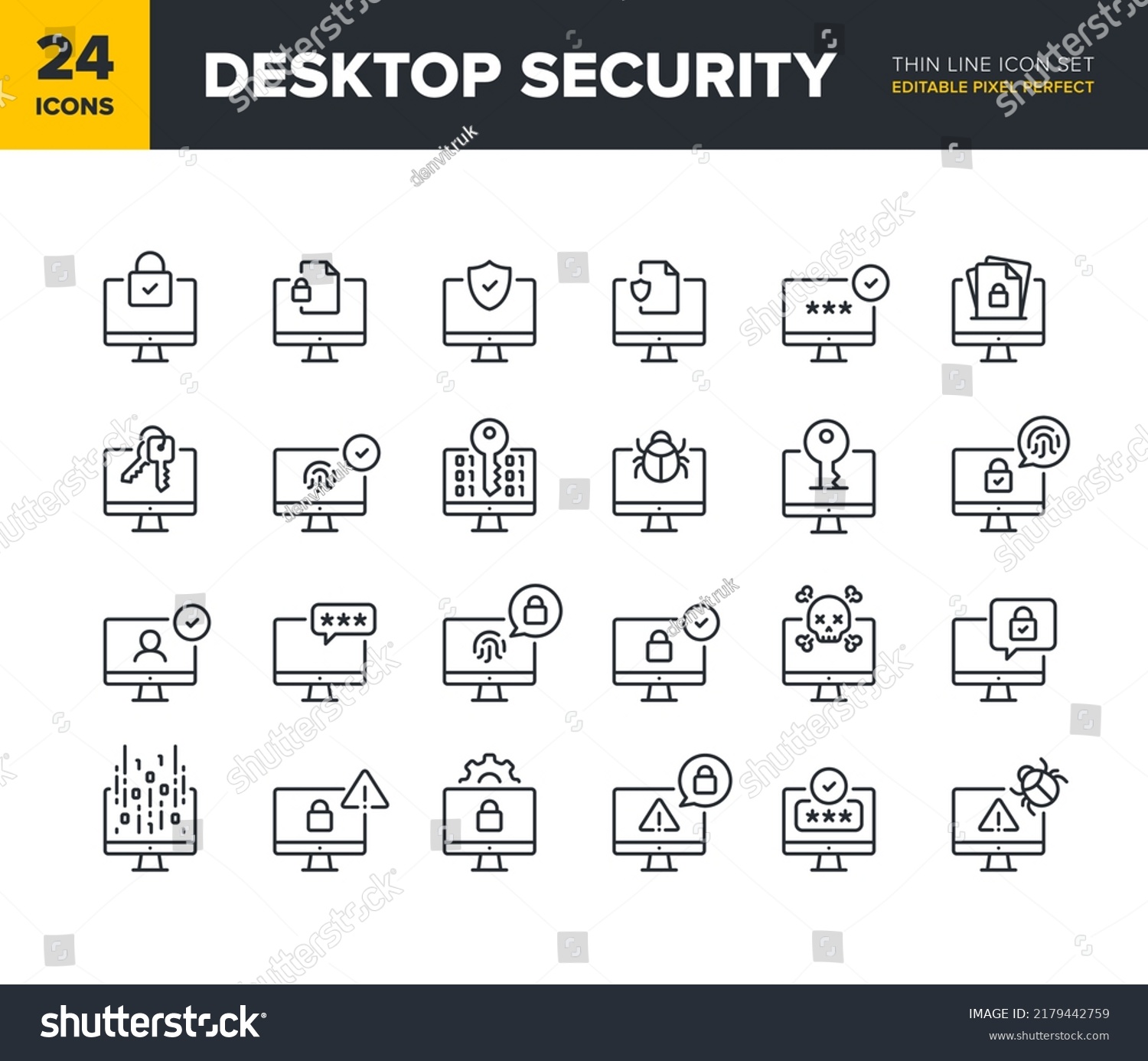 Desktop Security Vector Line Icon Set Stock Vector (Royalty Free ... Desktop Security Vector Line Icon Set Stock Vector (Royalty Free ...