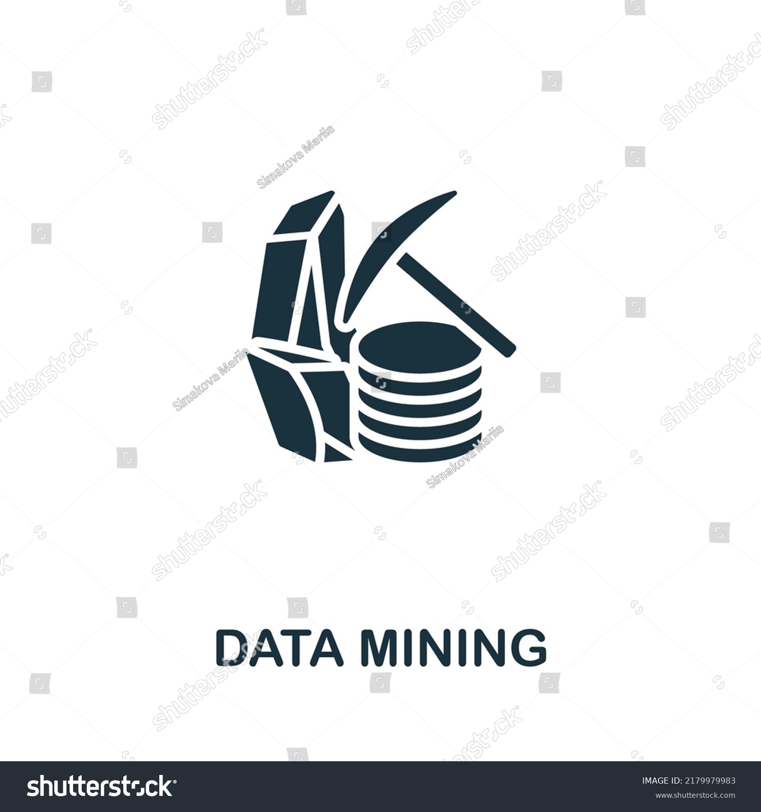 Data Mining Icon Monochrome Simple Line Stock Vector Royalty Free