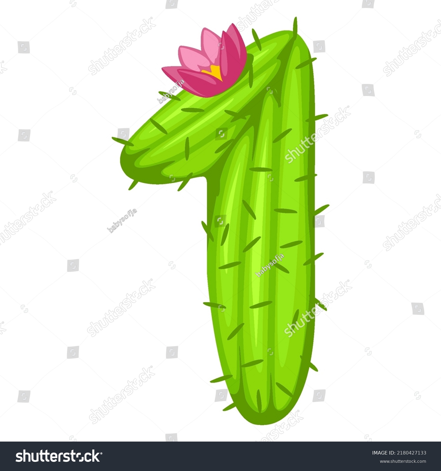 Cartoon Cactus Number 1 Flower Font Stock Vector (Royalty Free ... Cartoon Cactus Number 1 Flower Font Stock Vector (Royalty Free ...