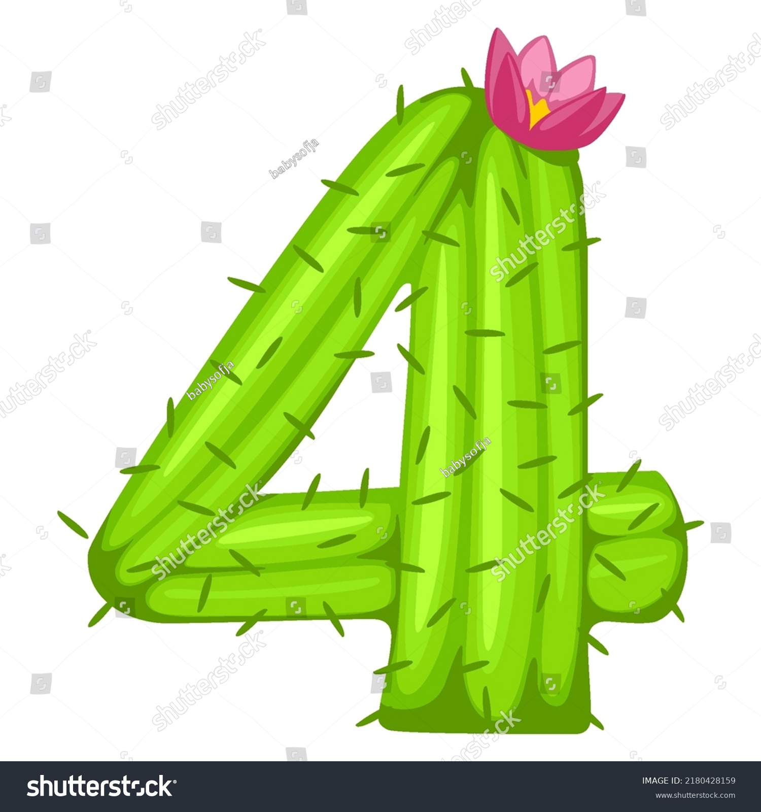 Cartoon Cactus Number 4 Flower Font Stock Vector (Royalty Free ... Cartoon Cactus Number 4 Flower Font Stock Vector (Royalty Free ...