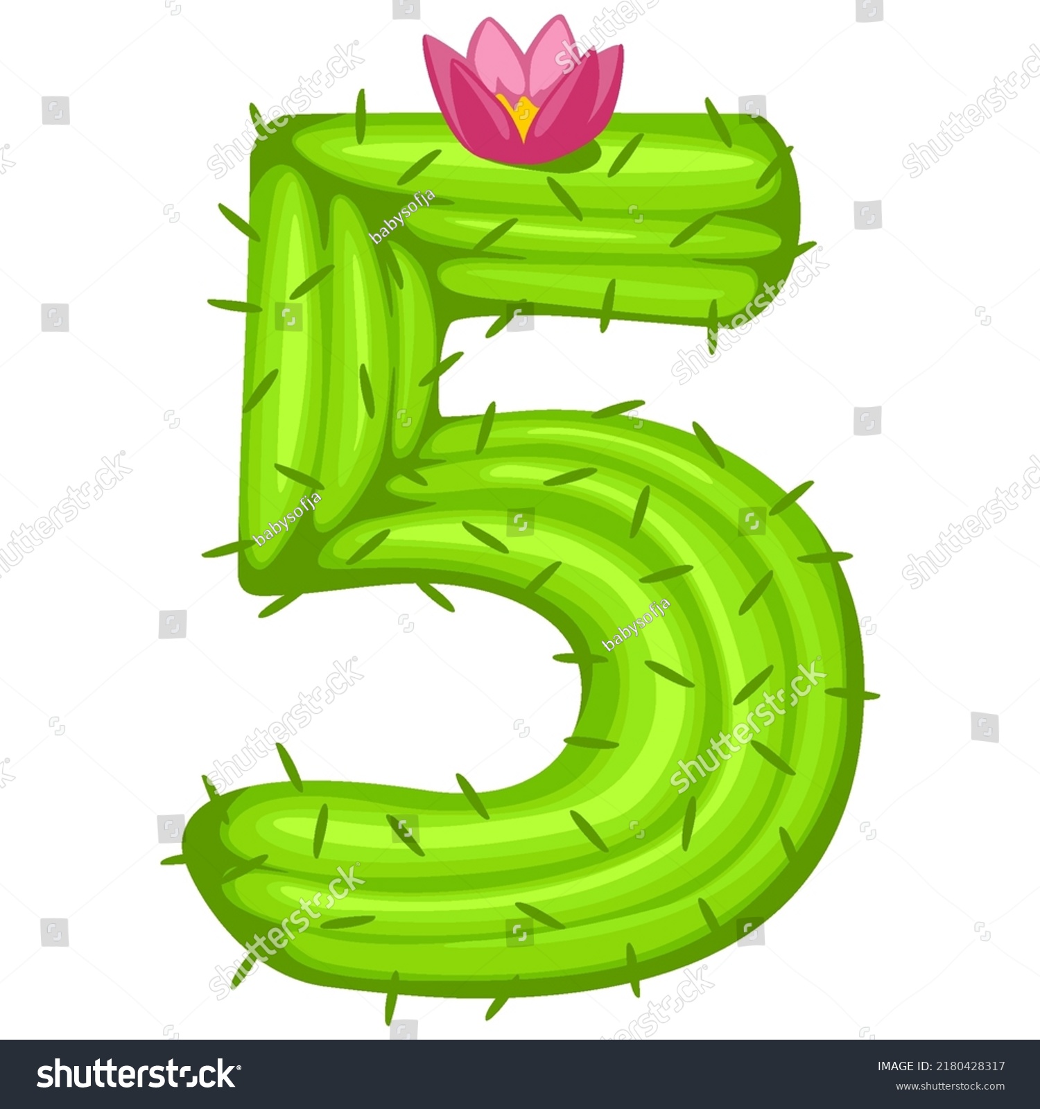 Cartoon Cactus Number 5 Flower Font Stock Vector (Royalty Free ... Cartoon Cactus Number 5 Flower Font Stock Vector (Royalty Free ...