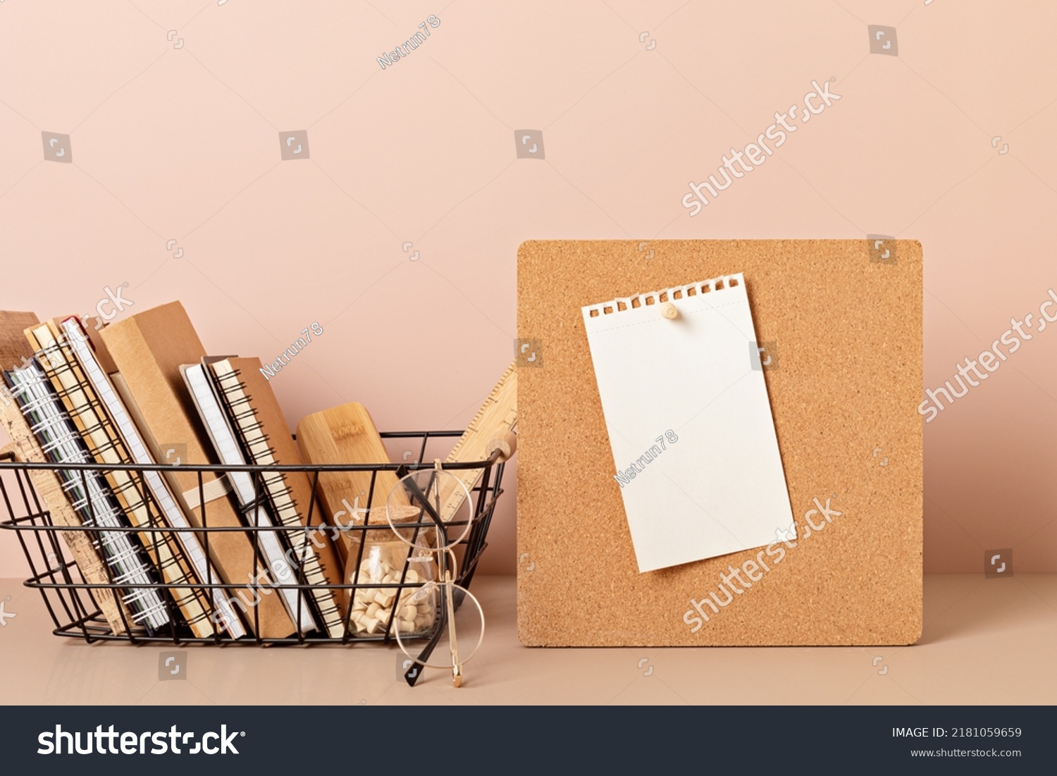 Cork Board Mockup Desktop Organizer School Stock Photo 2181059659 ...