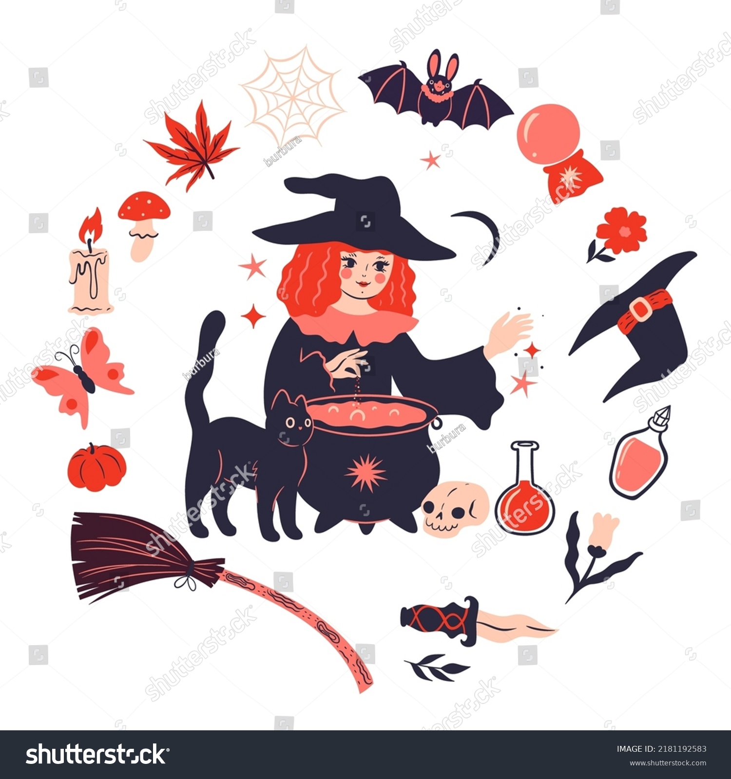 Set Witch Magic Items Isolated On Stock Vector Royalty Free 2181192583 Shutterstock