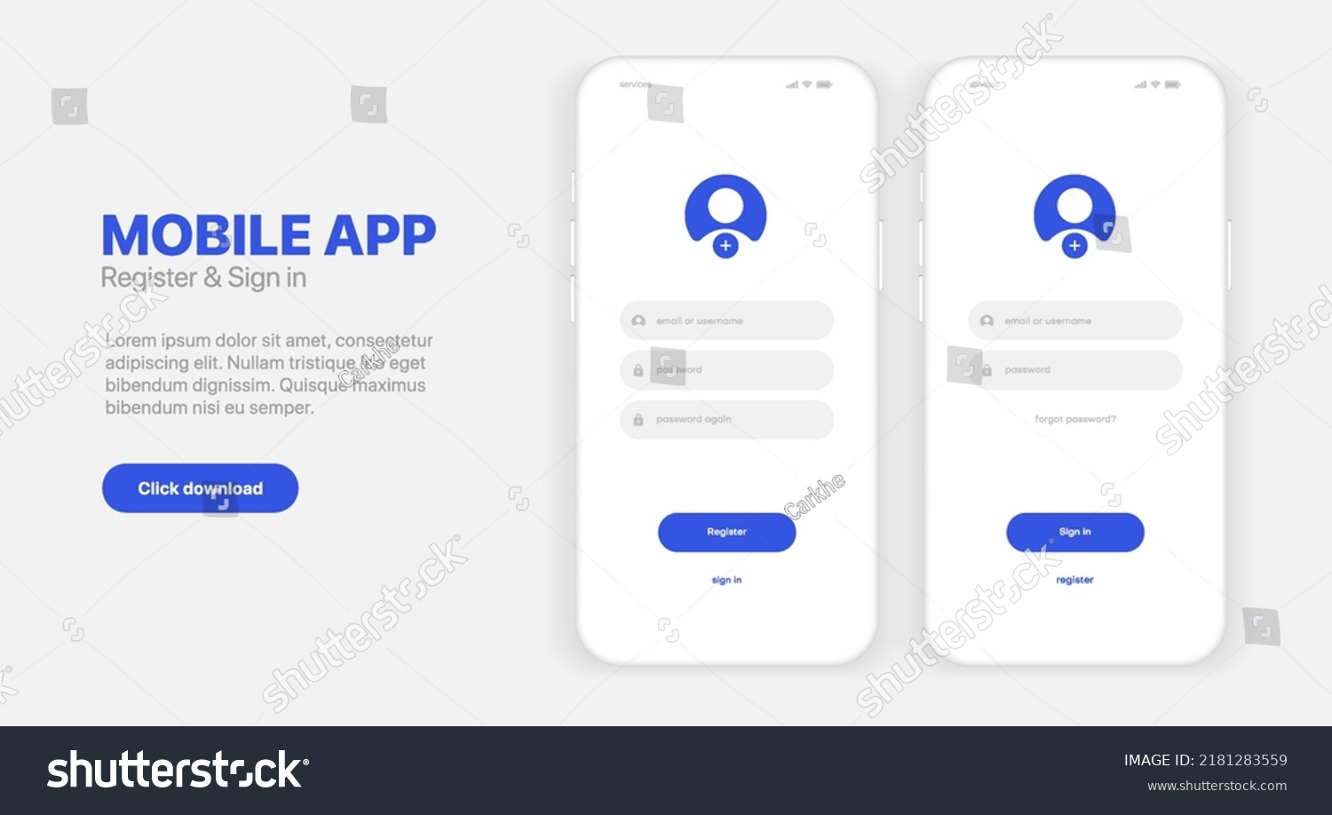 Log Screen Mobile Application Interface Registration Stock Vector ... Log Screen Mobile Application Interface Registration Stock Vector ...