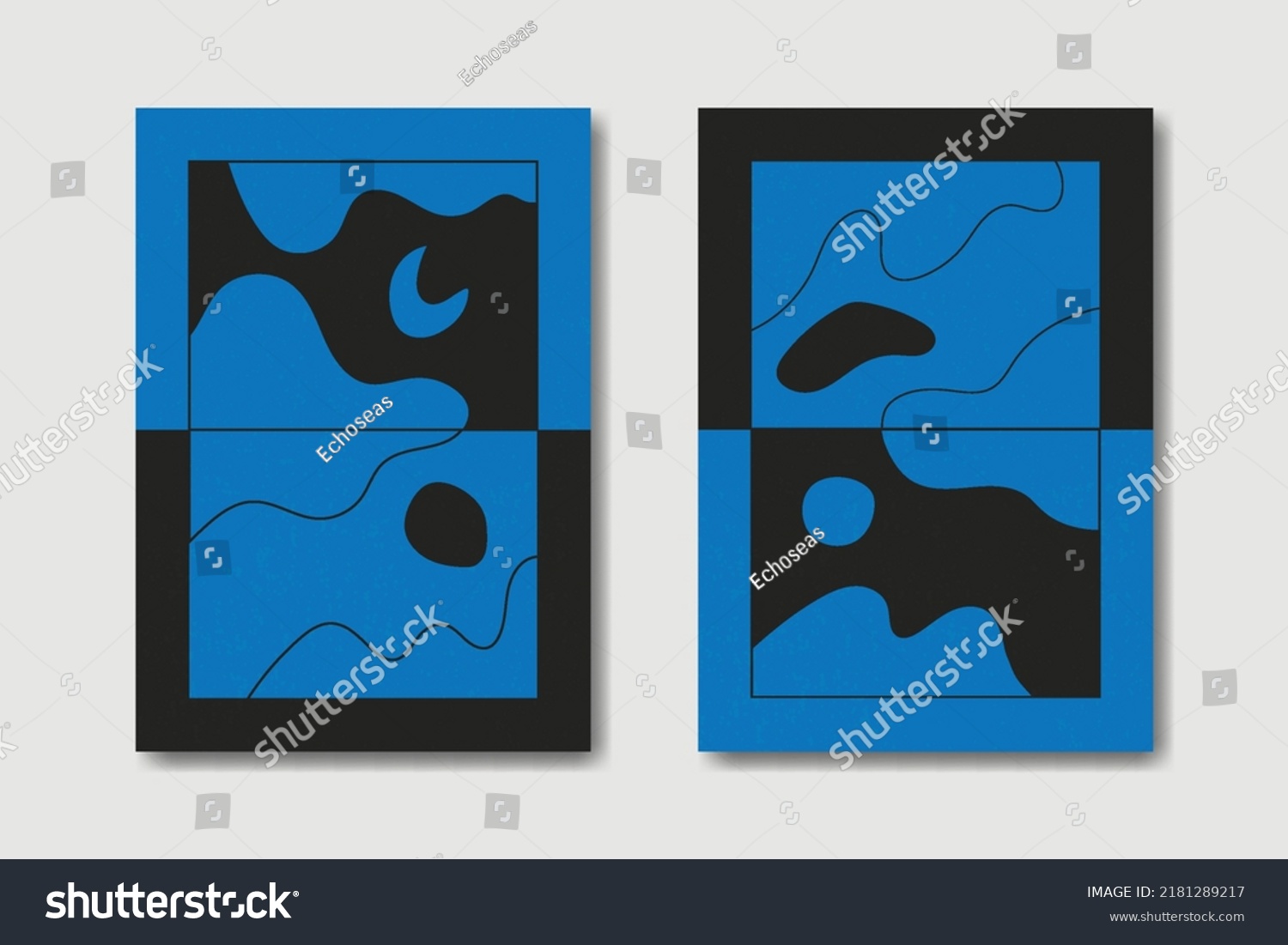 Set Three Abstract Aesthetic Mid Century Stock Vector Royalty Free