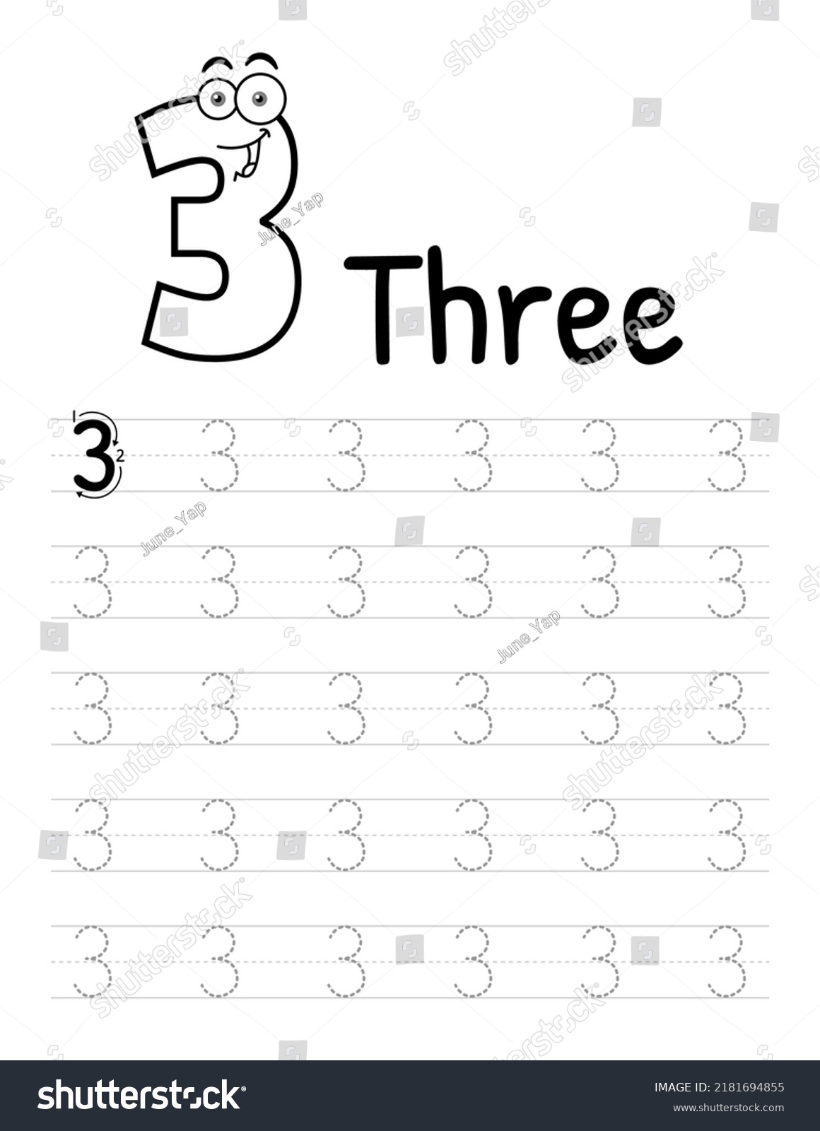 Number Tracing Interior Kids Children Writing Stock Vector (Royalty ... Number Tracing Interior Kids Children Writing Stock Vector (Royalty ...