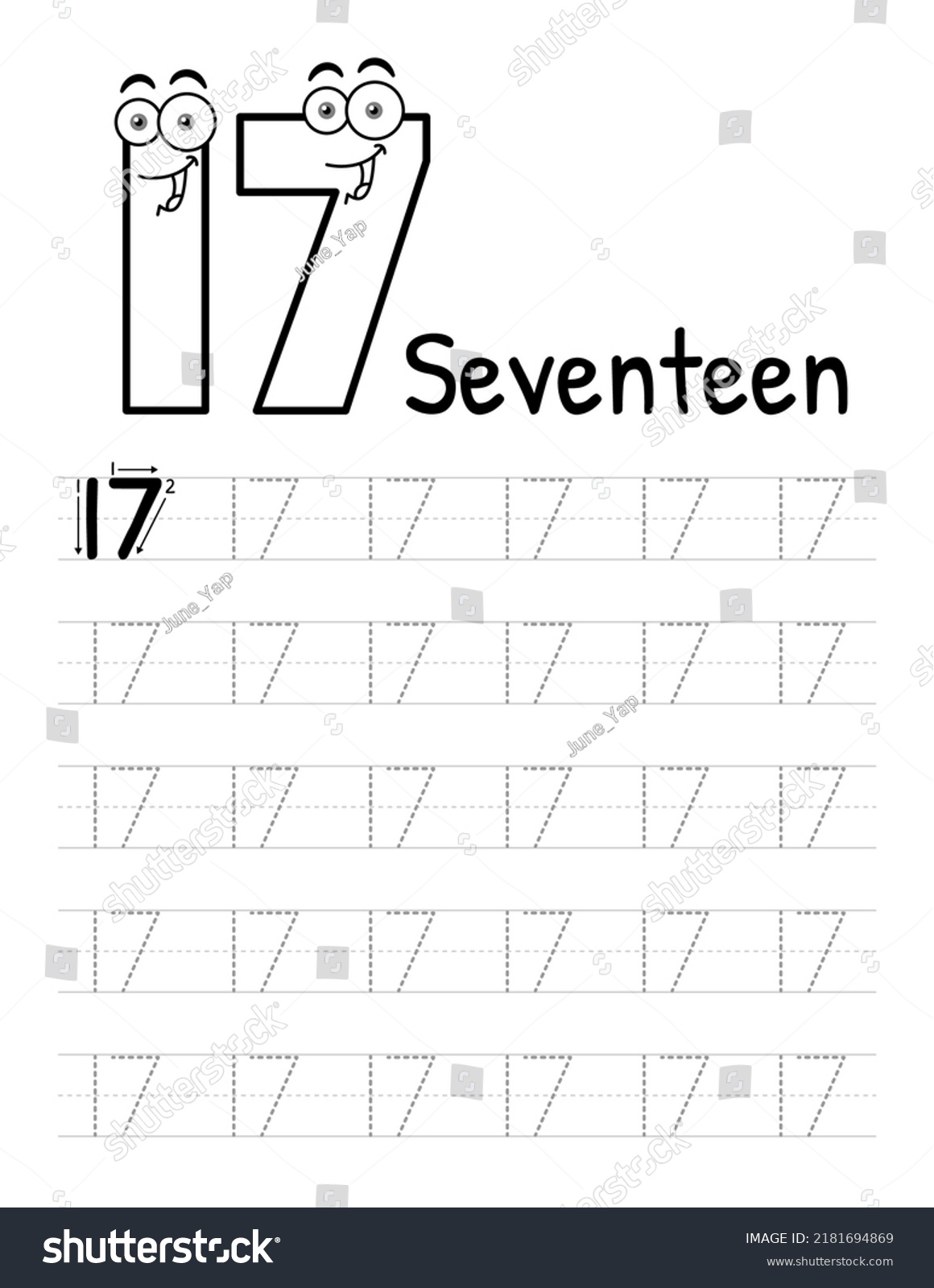 Number Tracing Interior Kids Children Writing Stock Vector (Royalty ... Number Tracing Interior Kids Children Writing Stock Vector (Royalty ...