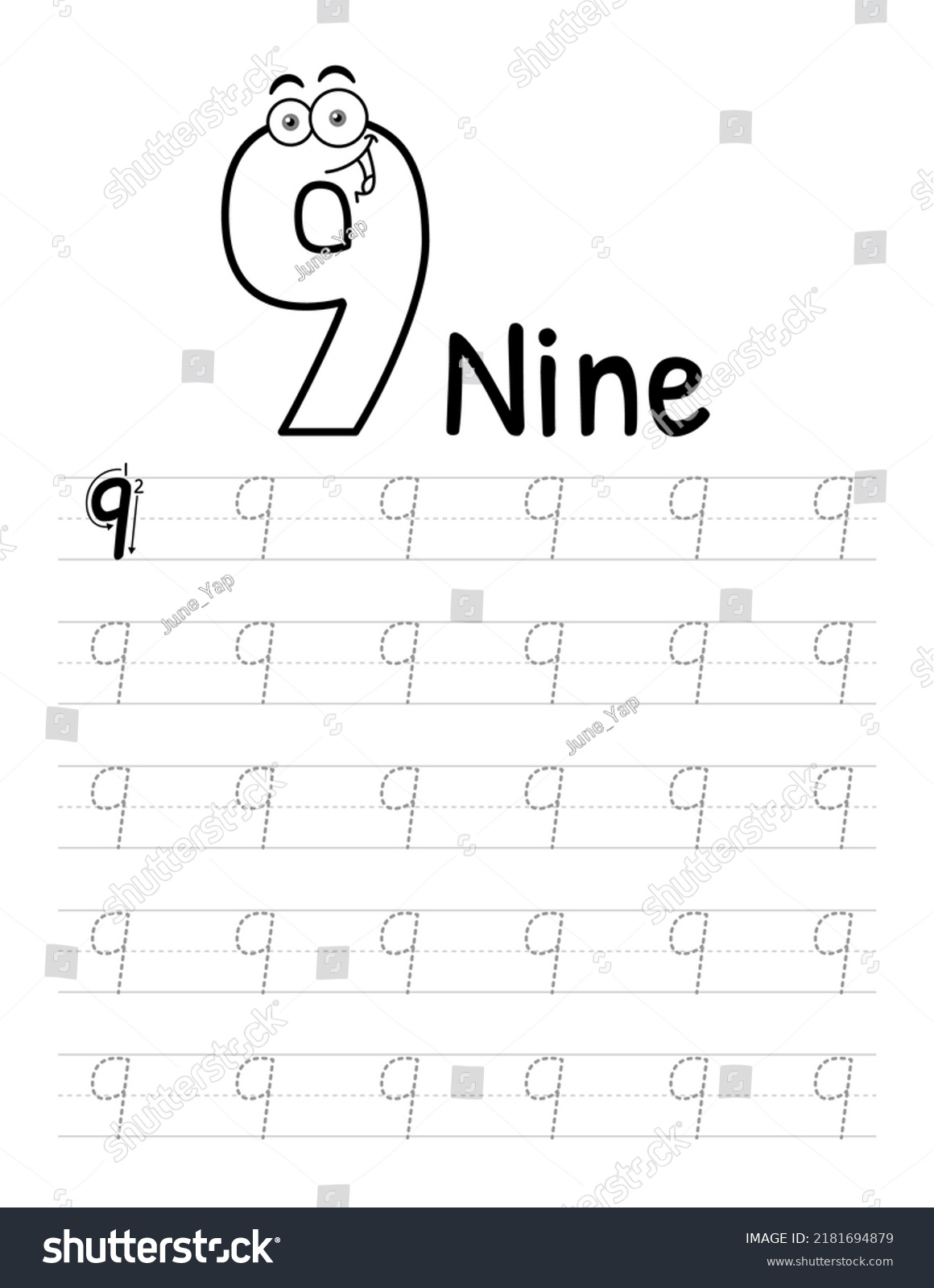 Number Tracing Interior Kids Children Writing Stock Vector (Royalty ... Number Tracing Interior Kids Children Writing Stock Vector (Royalty ...