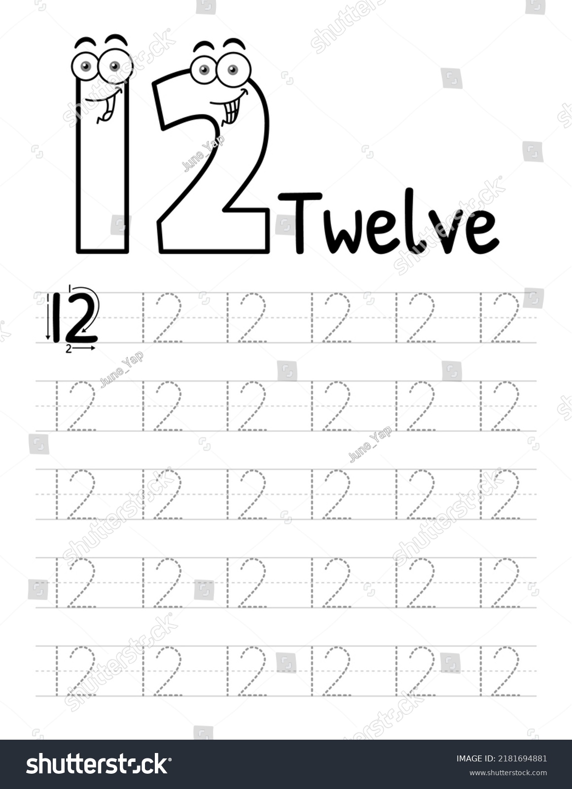 Number Tracing Interior Kids Children Writing Stock Vector (Royalty ... Number Tracing Interior Kids Children Writing Stock Vector (Royalty ...