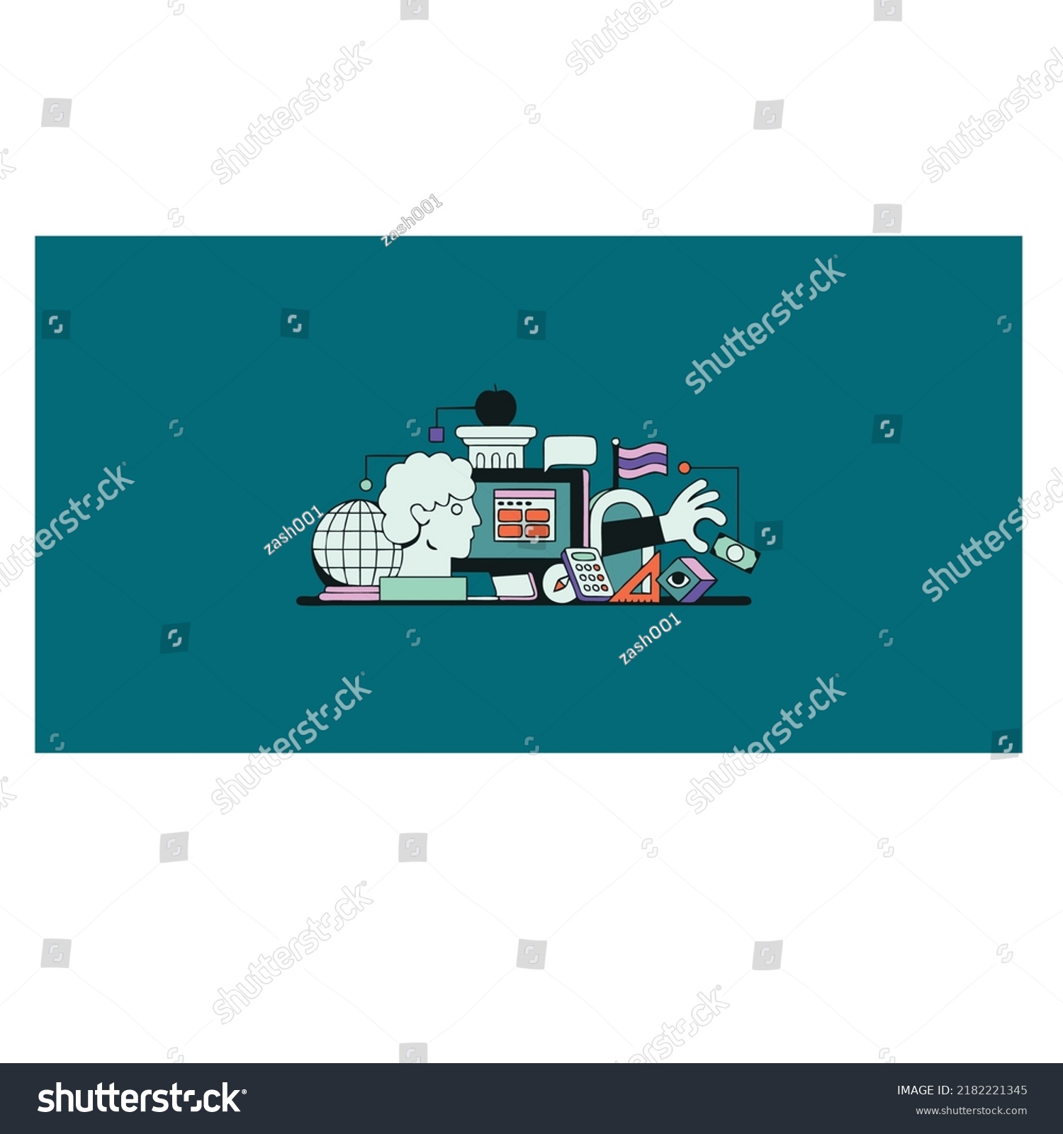 Illustration Multiple Objects Ready Print Editable Stock Vector Royalty Free 2182221345