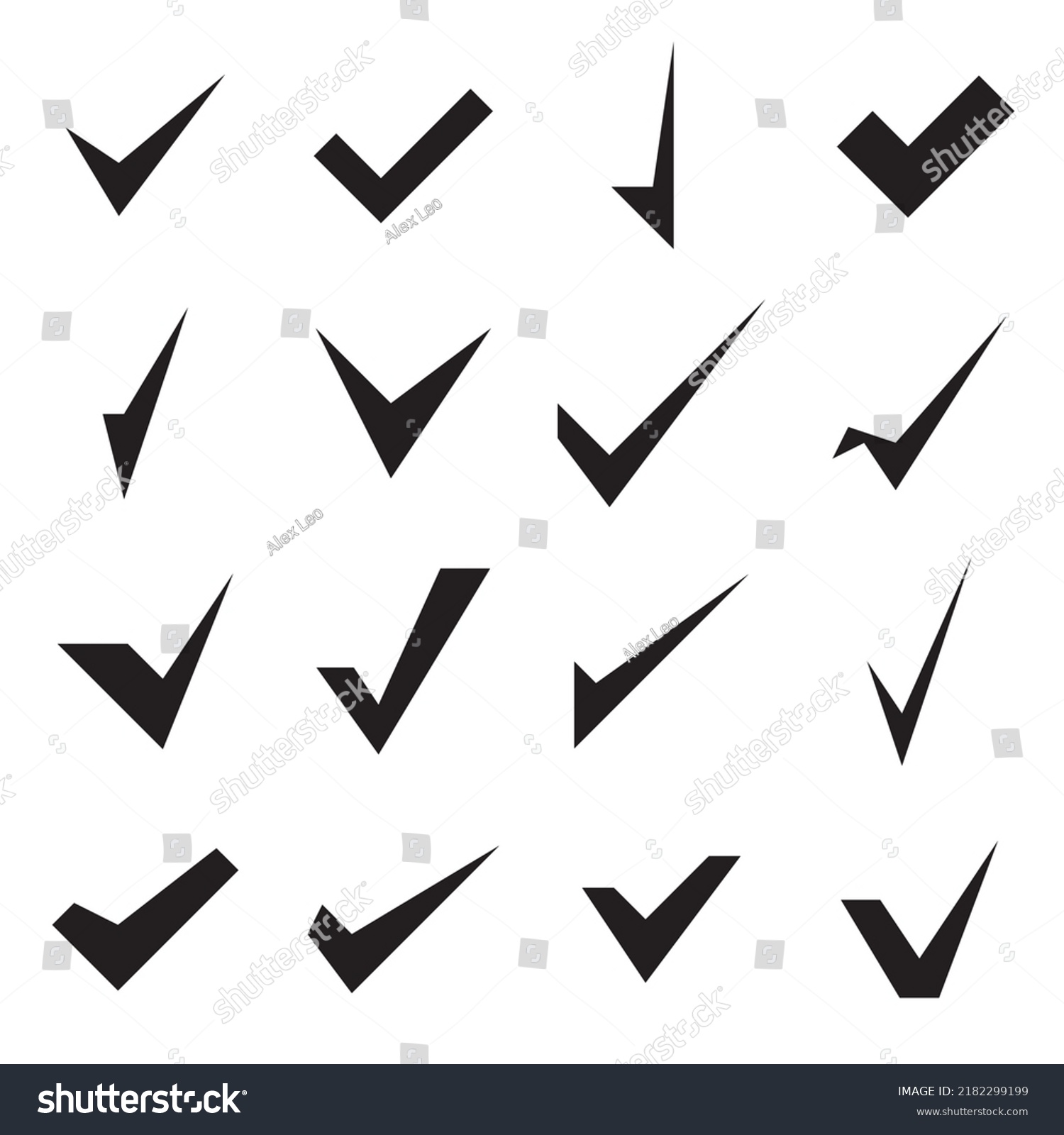 Collection 16 Check Mark Symbols Vector Stock Vector (royalty Free