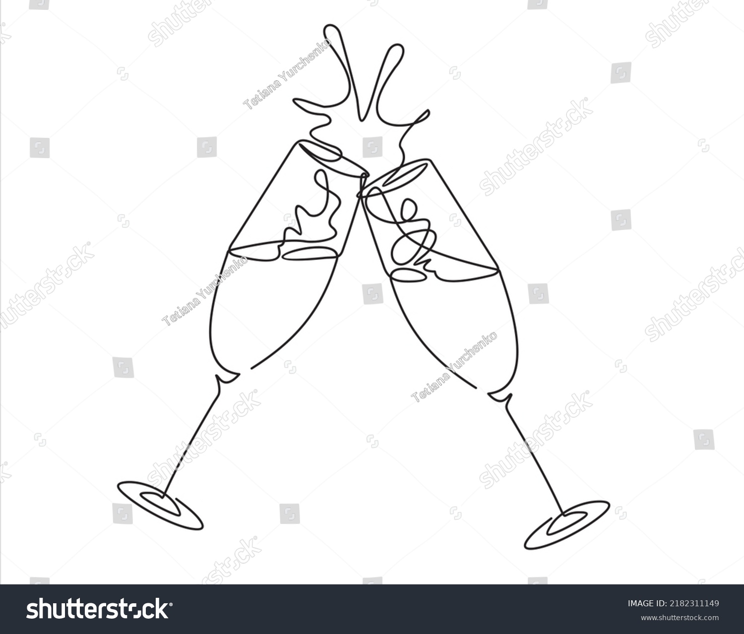 Continuous One Line Drawing Cheers Two Stock Vector Royalty Free
