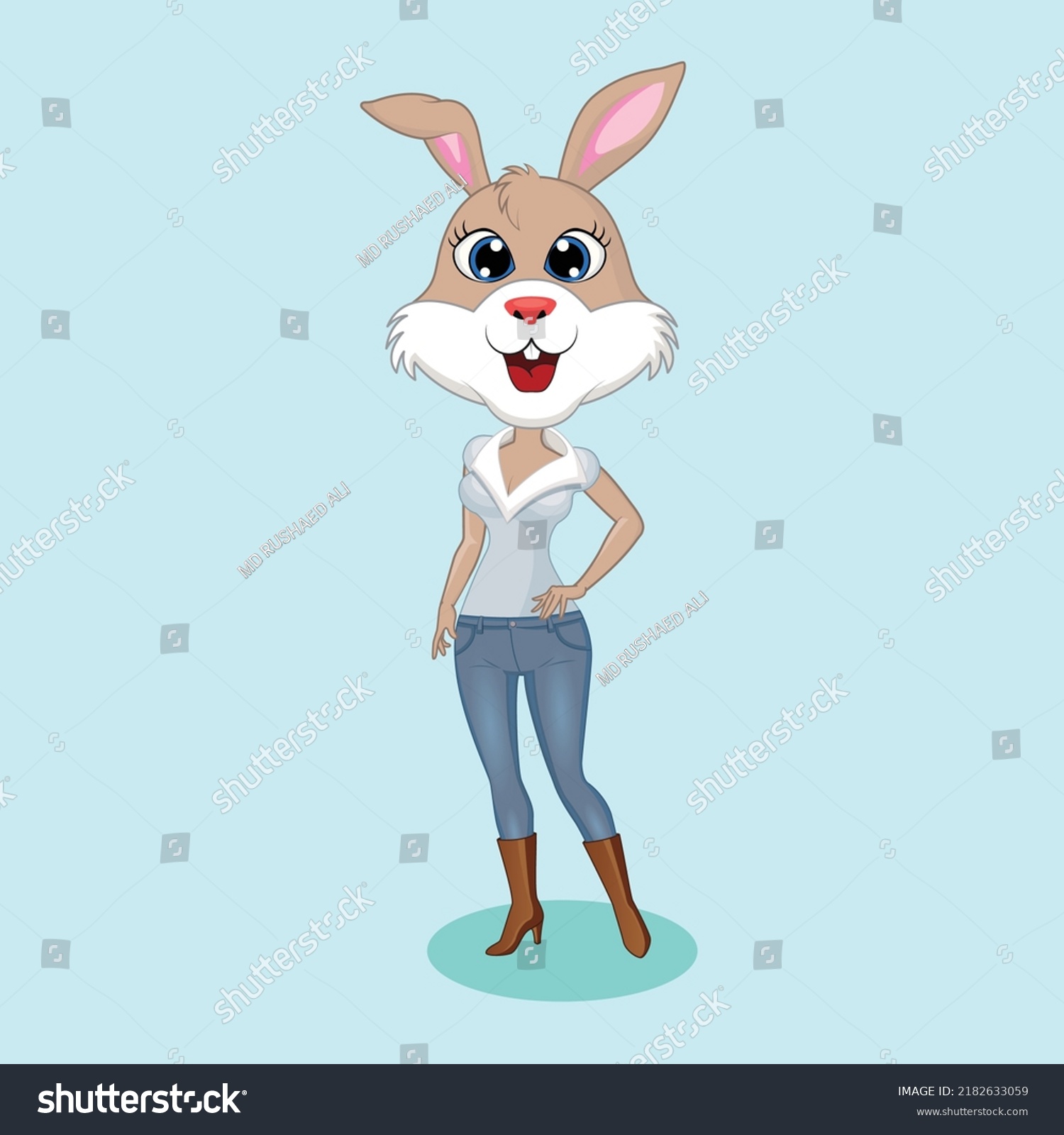 Cute Bunny Girl Cartoon Vector Art Stock Vector Royalty Free 2182633059 Shutterstock