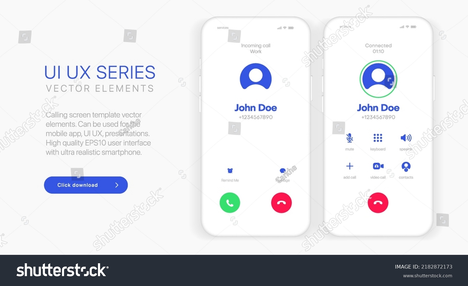 Voice Call Screen Mockup Incoming Call Stock Vector Royalty Free 2182872173 Shutterstock