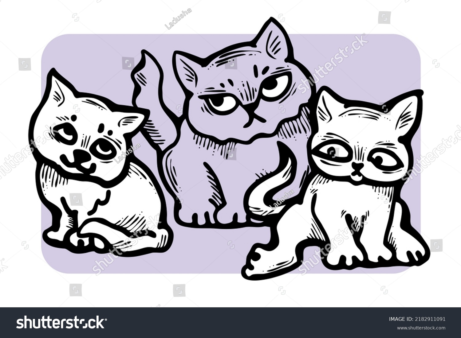 Cute Cats Friends Sitting Together Decorative Stock Illustration ... Cute Cats Friends Sitting Together Decorative Stock Illustration ...