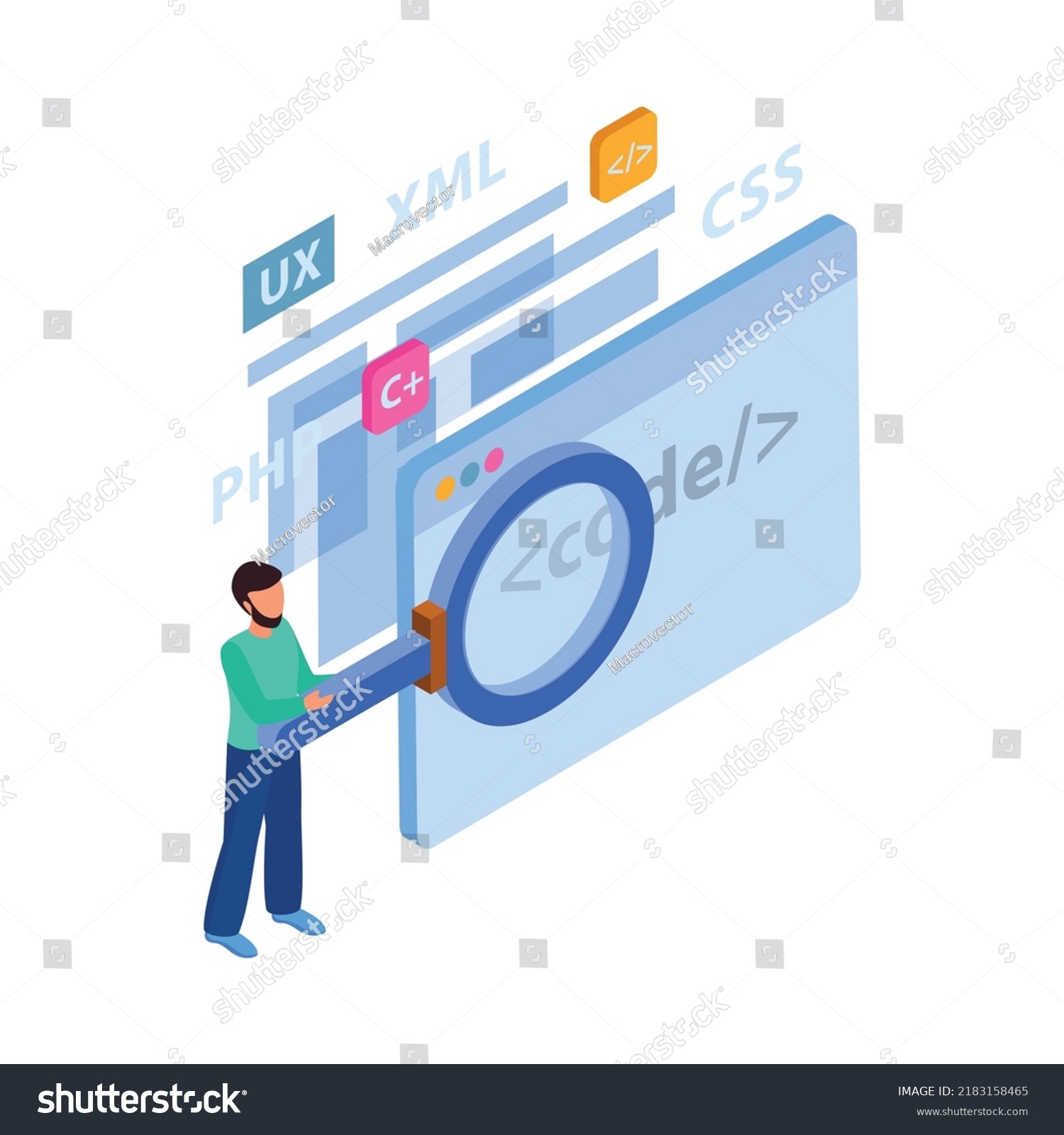 Web Development Isometric Concept Composition Structure Stock Vector ...