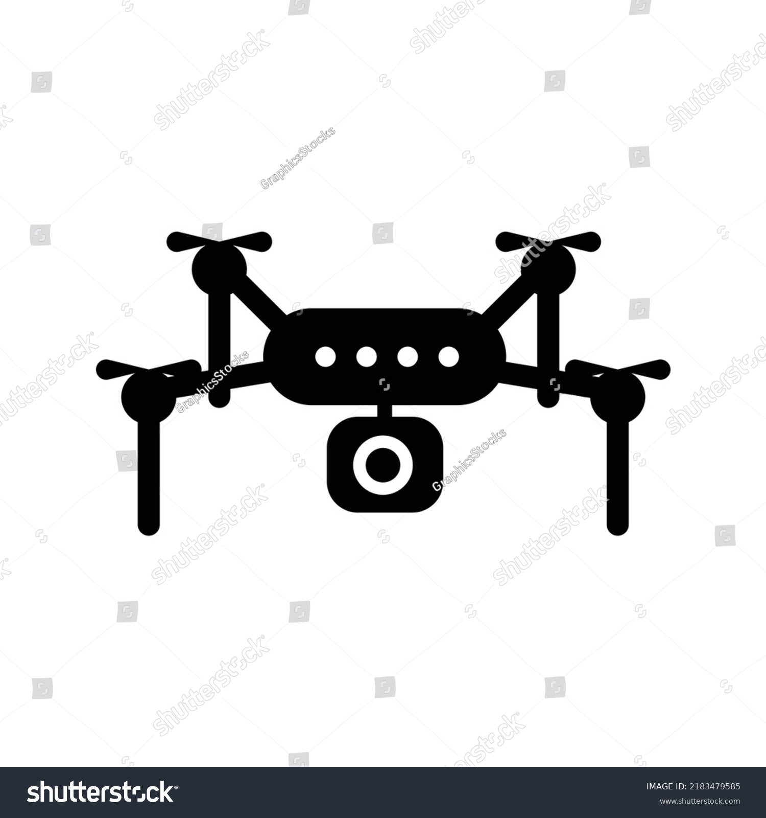 Isolated Drone Silhouette Icon White Background Stock Vector Royalty