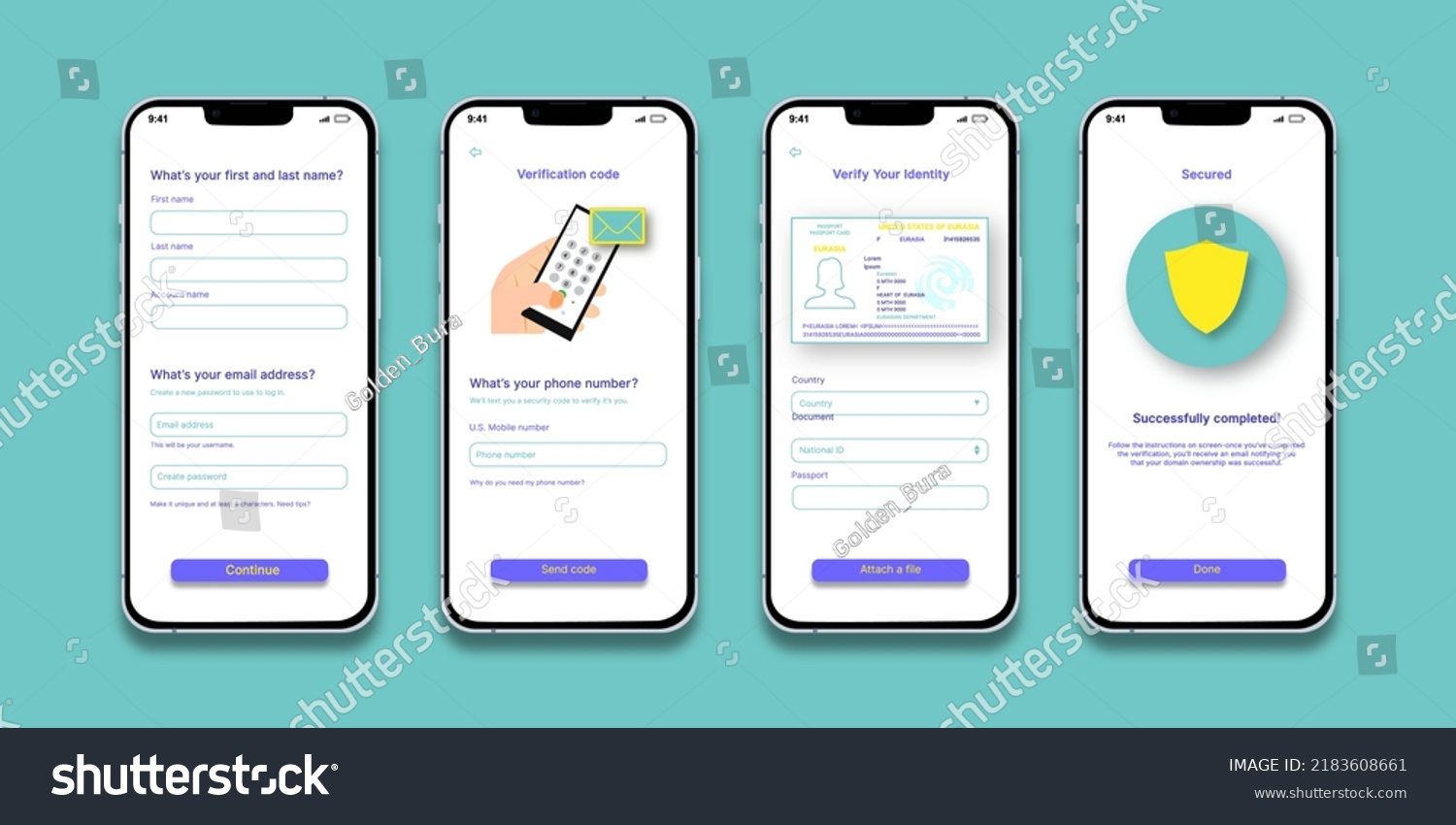 Ui Design Template Kyc Flow New Stock Vector Royalty Free 2183608661