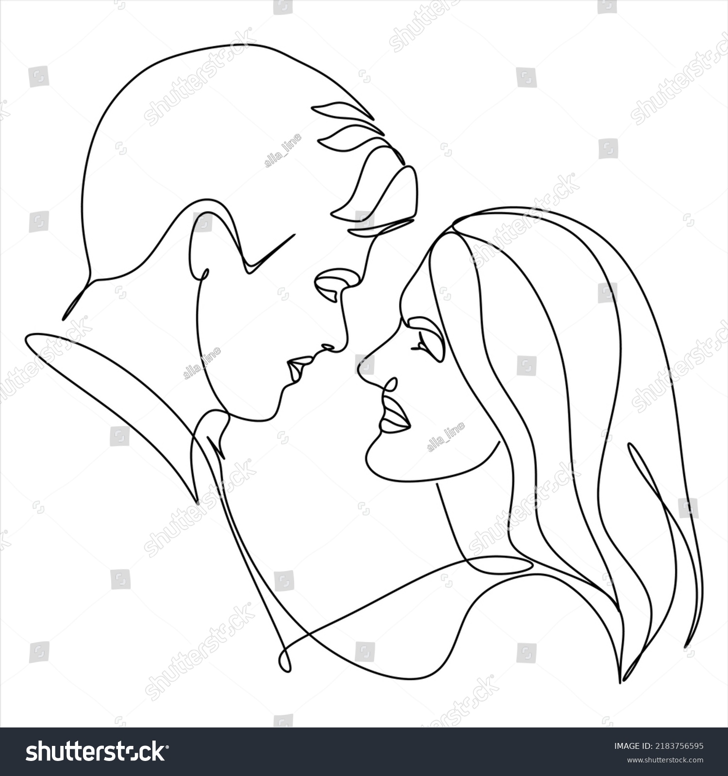 Man Woman Line Art Sexy Couple Stock Vector Royalty Free 2183756595