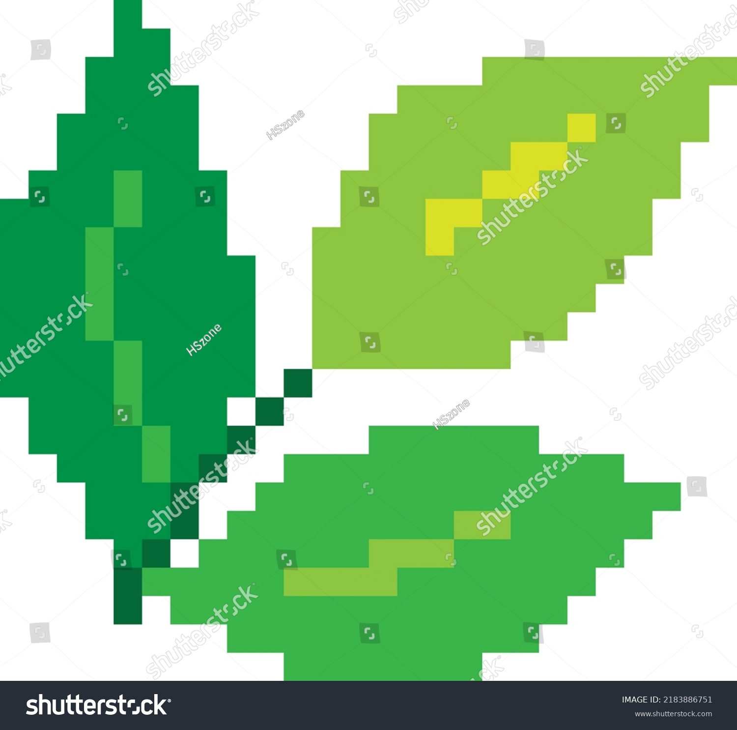 Green Leaf Pixel Art Isolated On Stock Vector Royalty Free 2183886751 Shutterstock