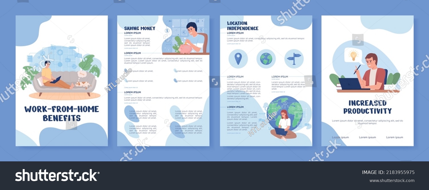 Work Home Benefits Flat Vector Brochure Stock Vector (Royalty Free ... Work Home Benefits Flat Vector Brochure Stock Vector (Royalty Free ...