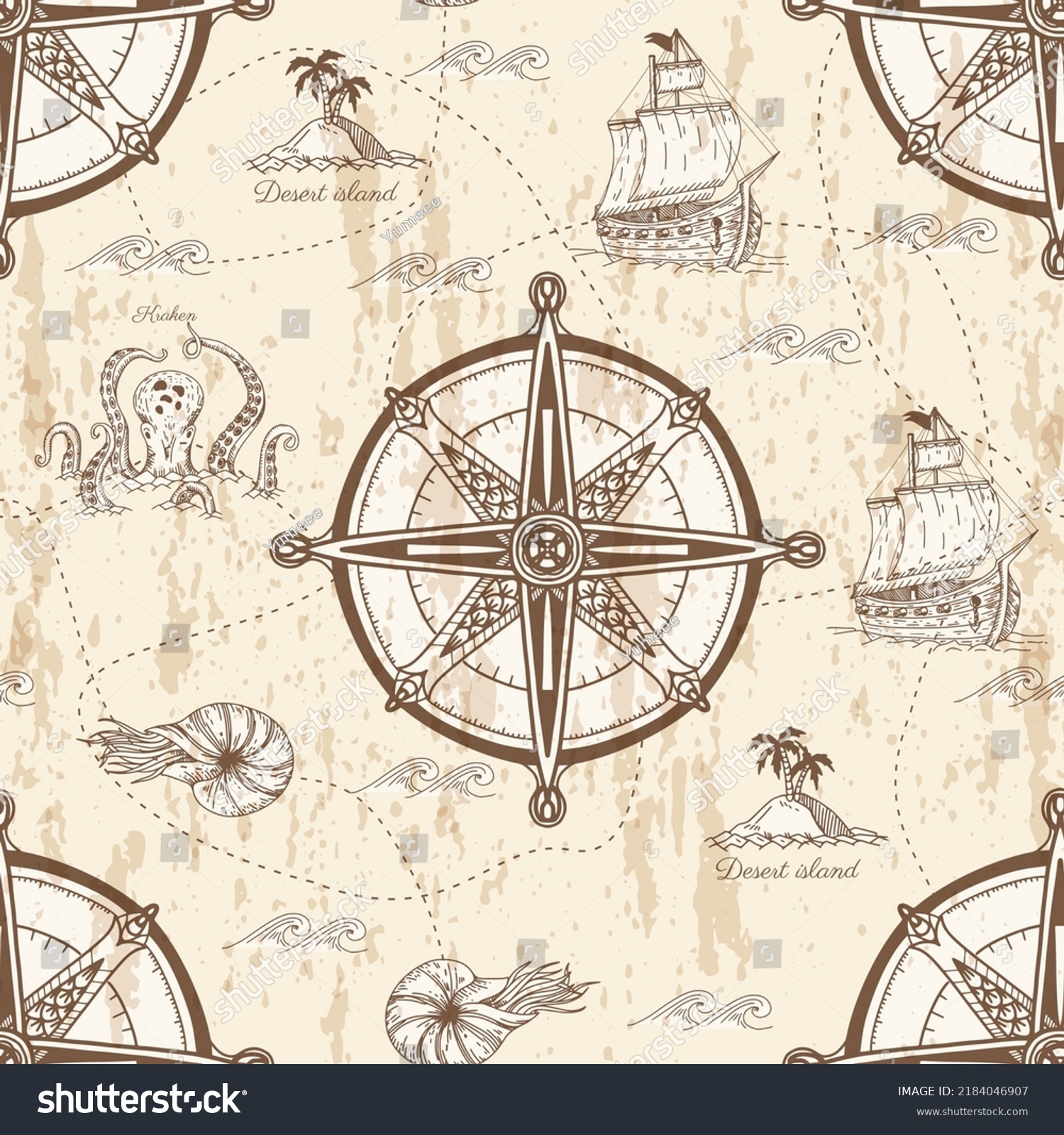 Seamless Pattern Ancient Elements Vector Stock Vector (Royalty Free ...
