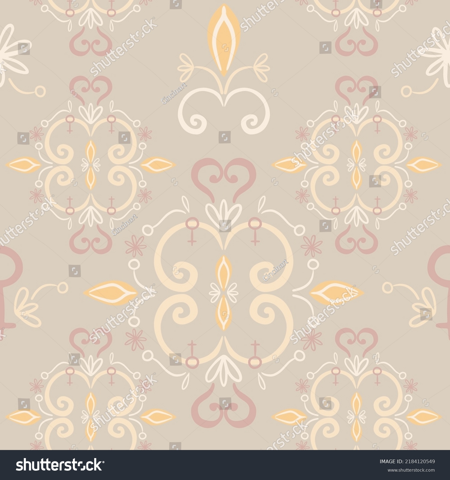 Hand Drawn Seamless Pattern Vulva Female Stock Vector Royalty Free