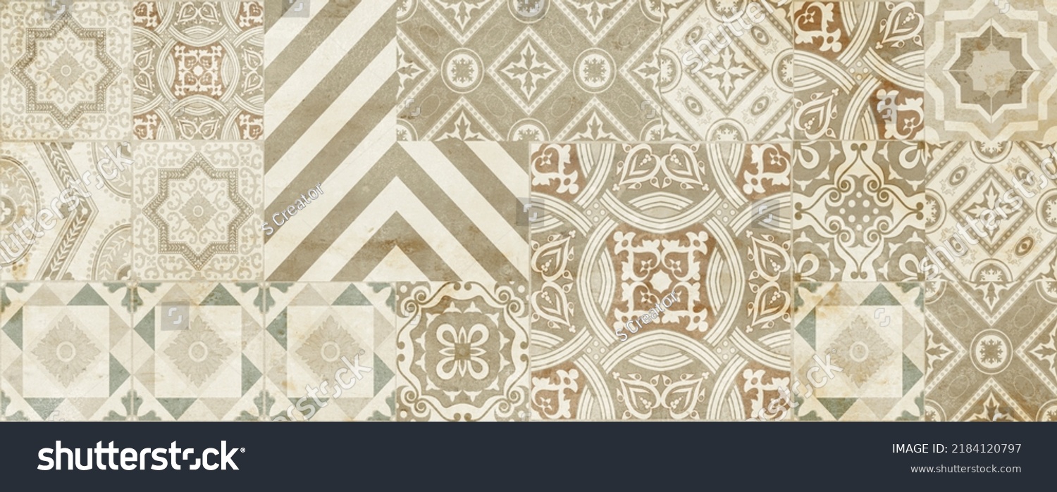 Seamless Patchwork Moroccan Tile Motifs Majolica Stock Illustration