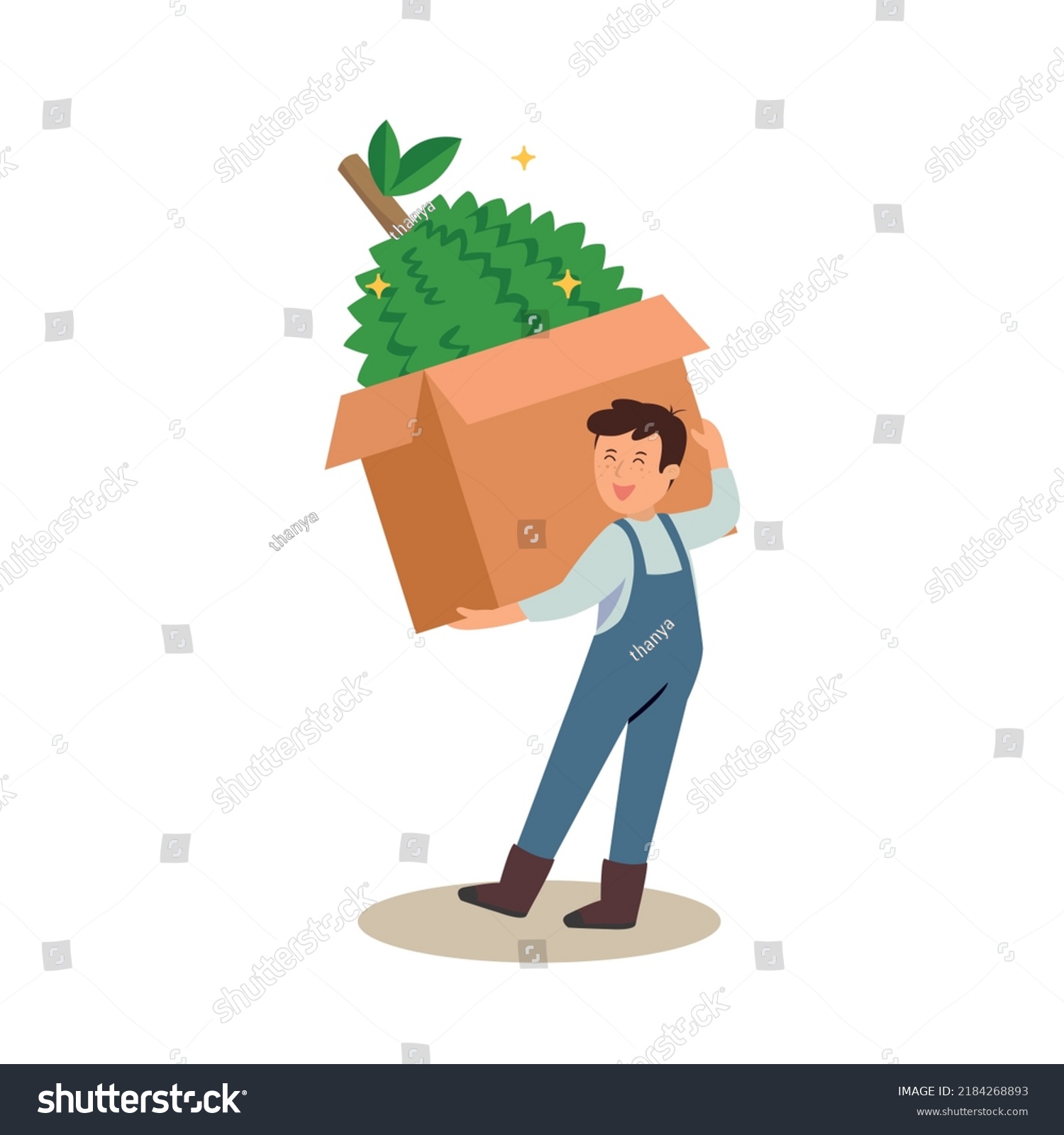 Farmer Carry Box Durian Durian Delivery Stock Vector (Royalty Free ... Farmer Carry Box Durian Durian Delivery Stock Vector (Royalty Free ...