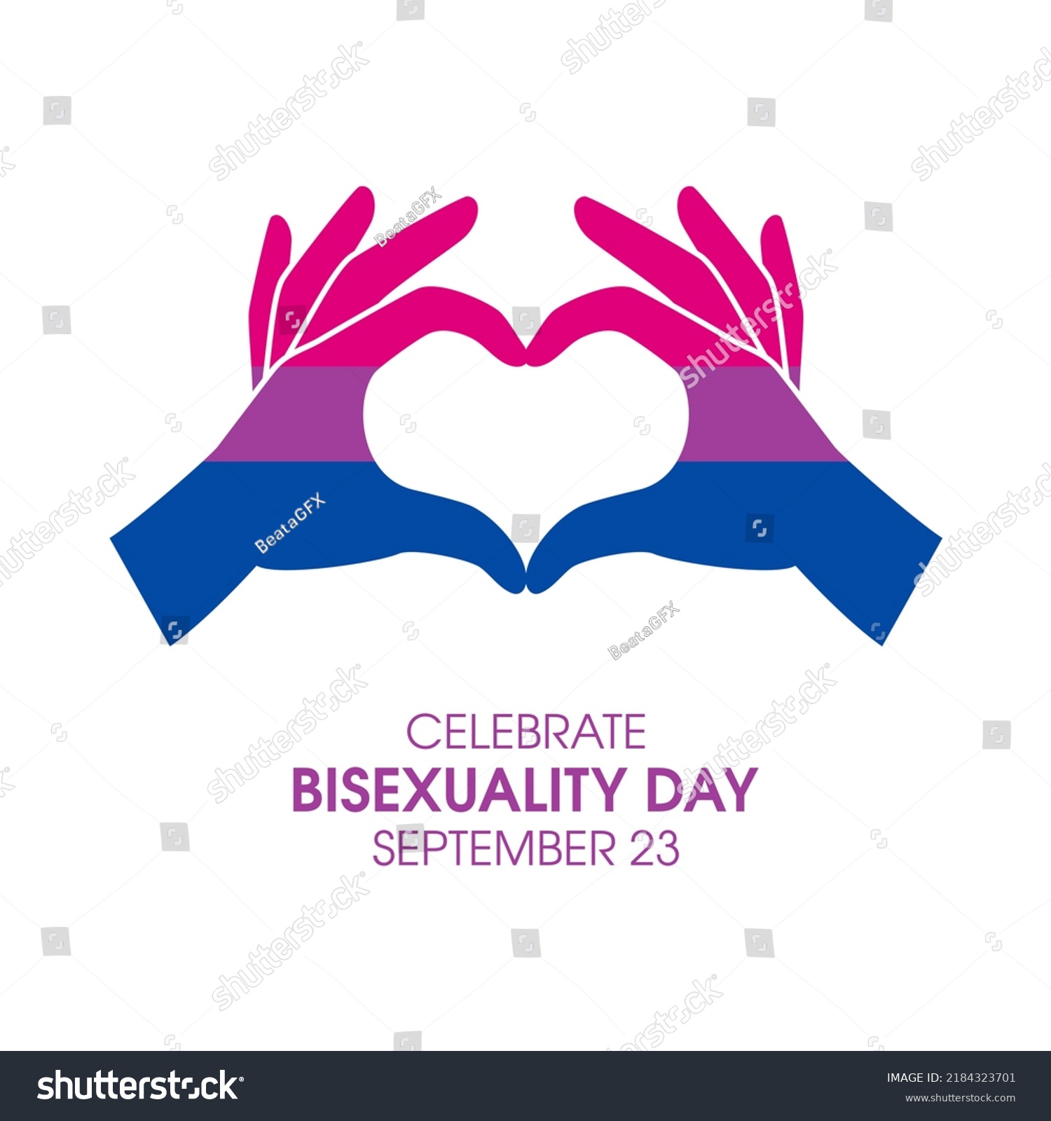 Celebrate Bisexuality Day Illustration Hand Heart Stock Illustration