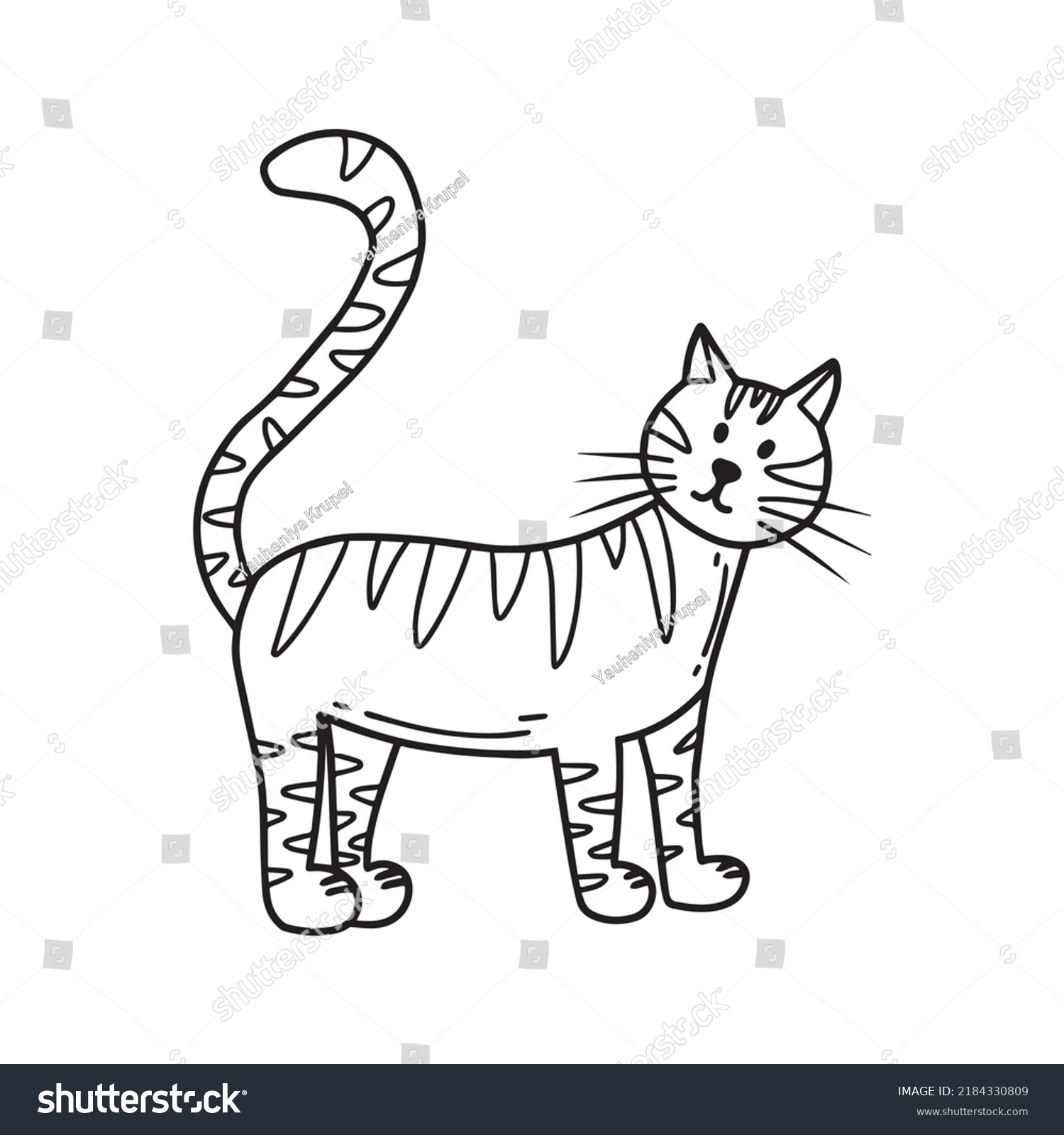 Vector Illustration Tabby Cat Cute Cat Stock Vector Royalty Free 2184330809 Shutterstock
