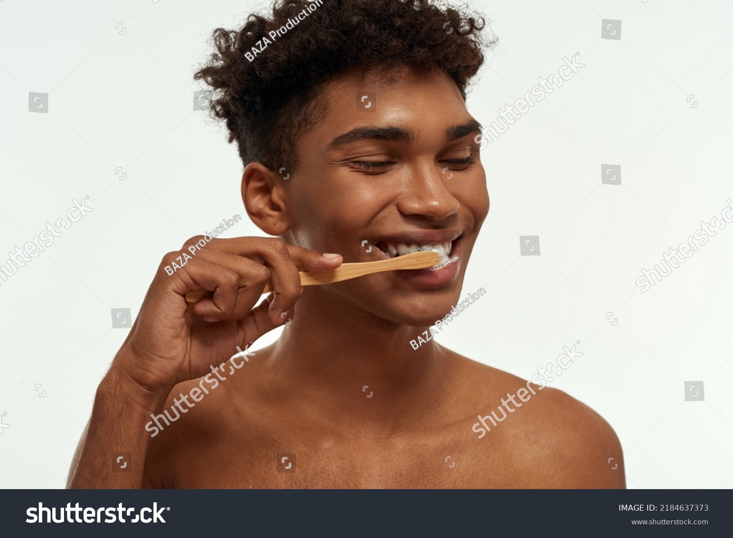 Partial Smiling Black Guy Brushing His Stock Photo 2184637373 ... Partial Smiling Black Guy Brushing His Stock Photo 2184637373 ...