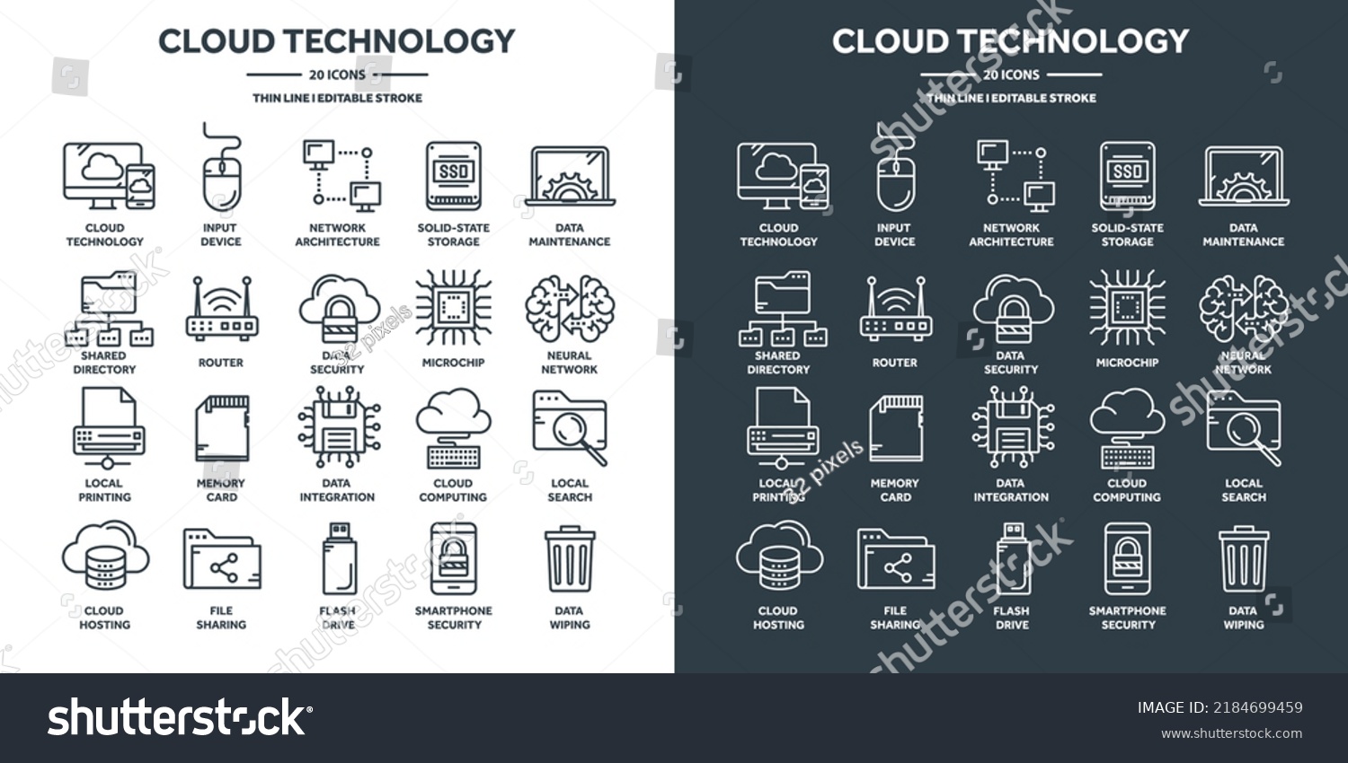 Cloud Computing Internet Technology Database Remote Stock Vector (Royalty Free) 2184699459 ...